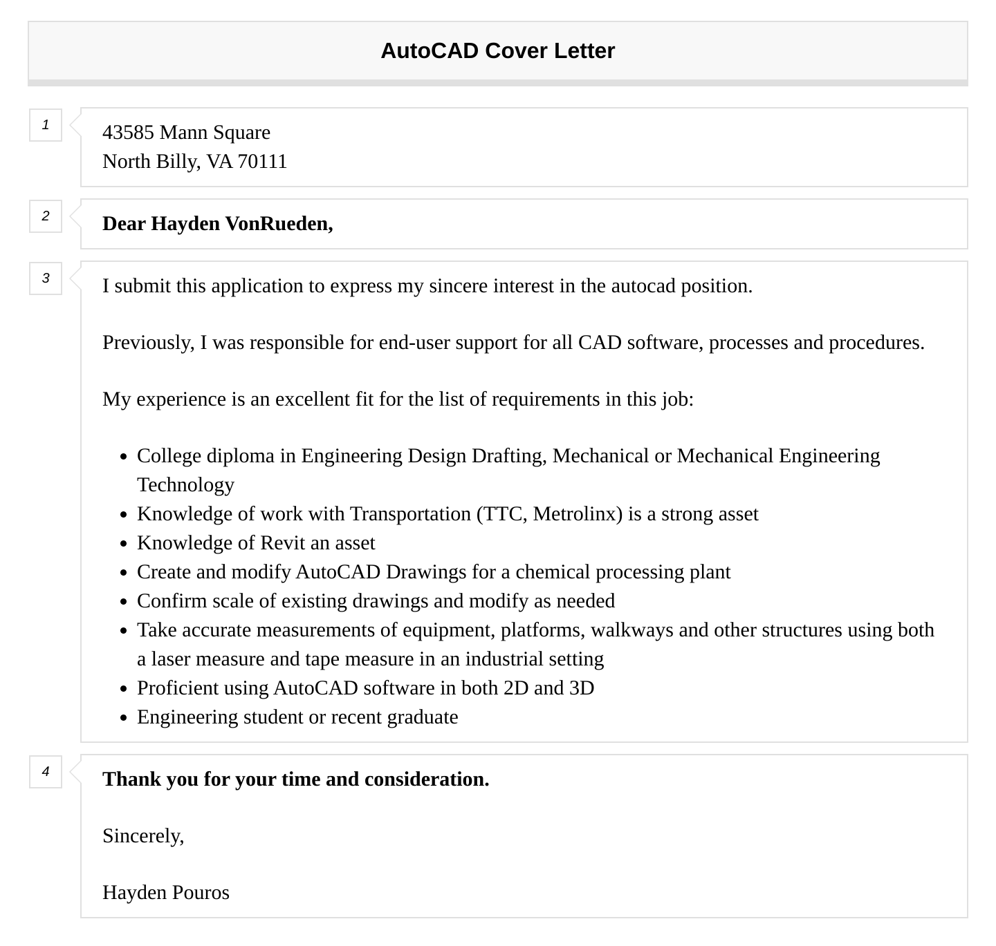 AutoCAD Cover Letter Velvet Jobs