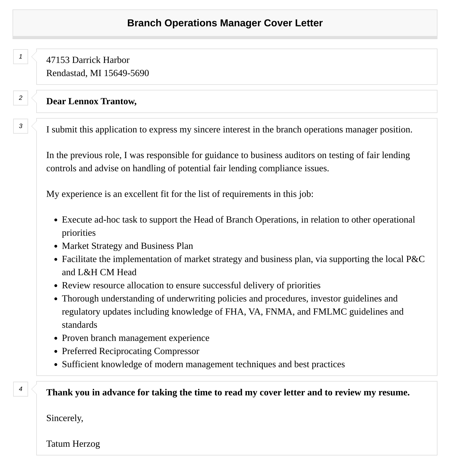 Branch Operations Manager Cover Letter Velvet Jobs