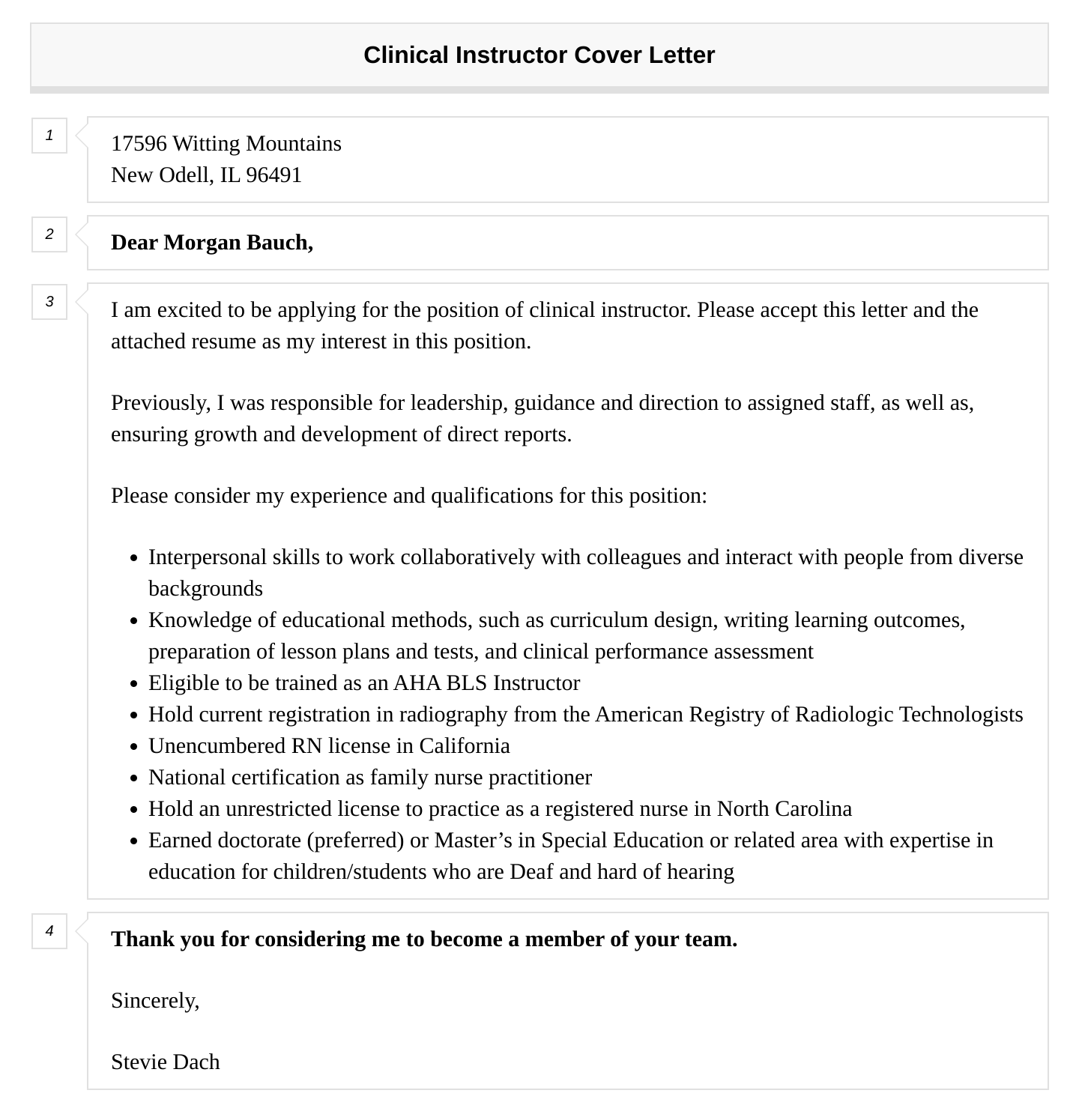 Clinical Instructor Cover Letter Velvet Jobs