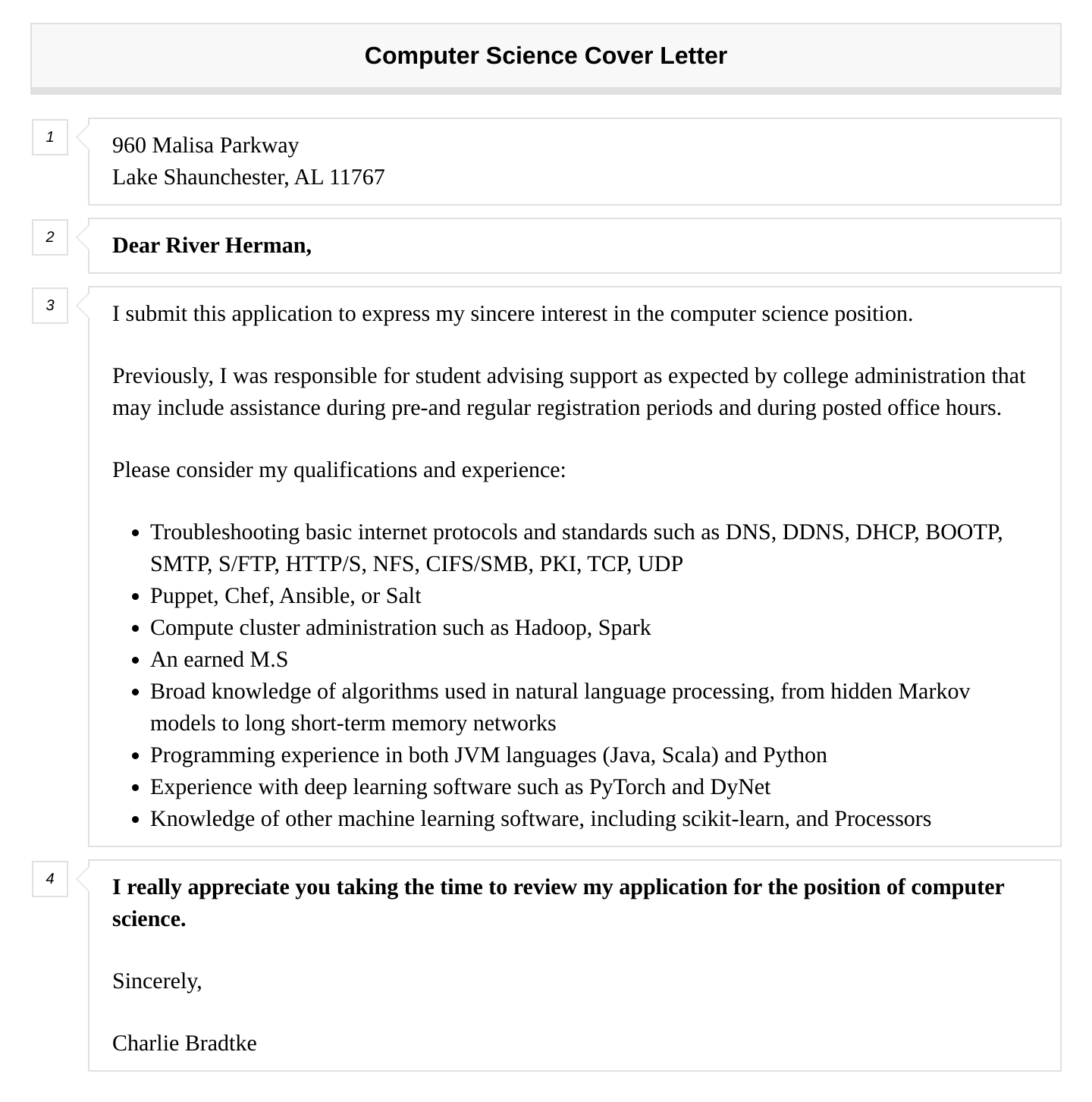 Computer Science Cover Letter Velvet Jobs