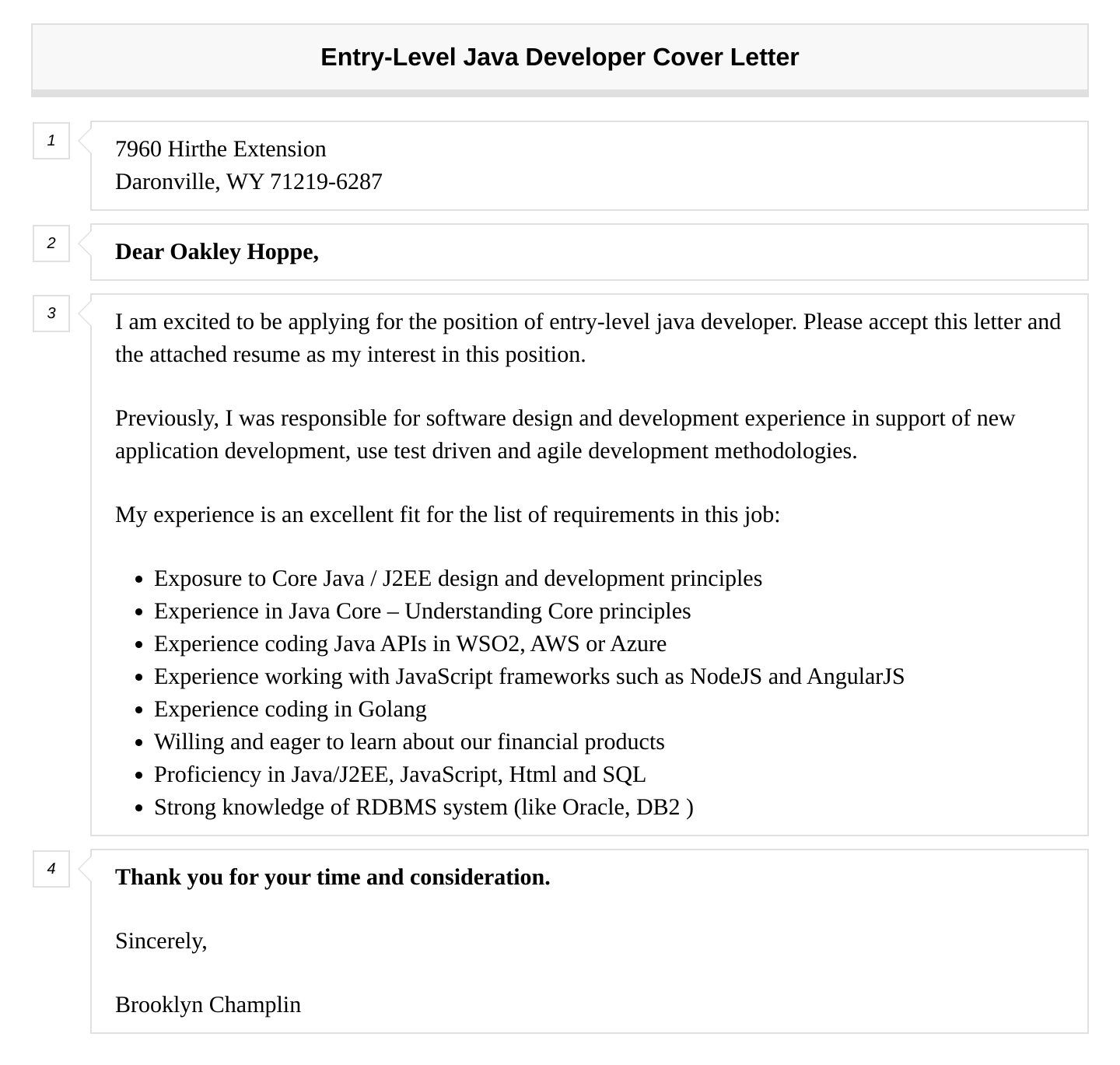 Entry Level Java Developer Cover Letter Velvet Jobs