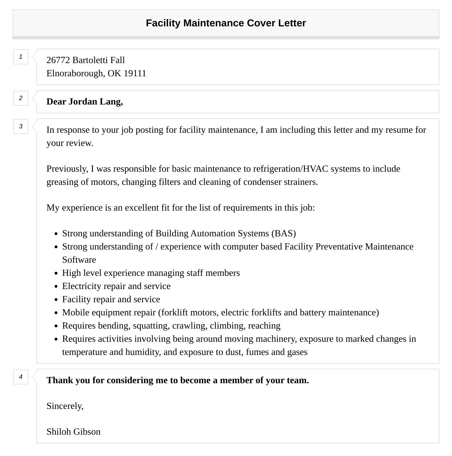 Facility Maintenance Cover Letter Velvet Jobs