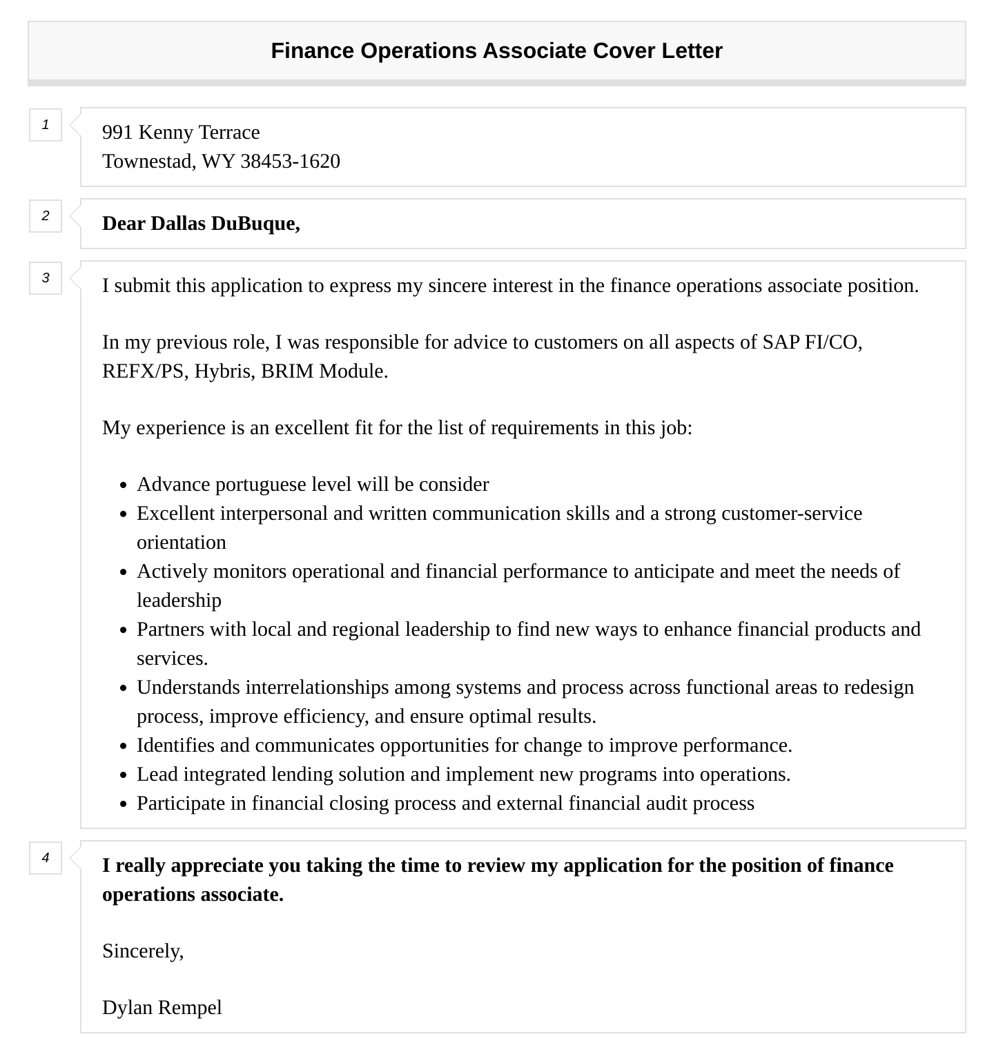 Finance Operations Associate Cover Letter Velvet Jobs