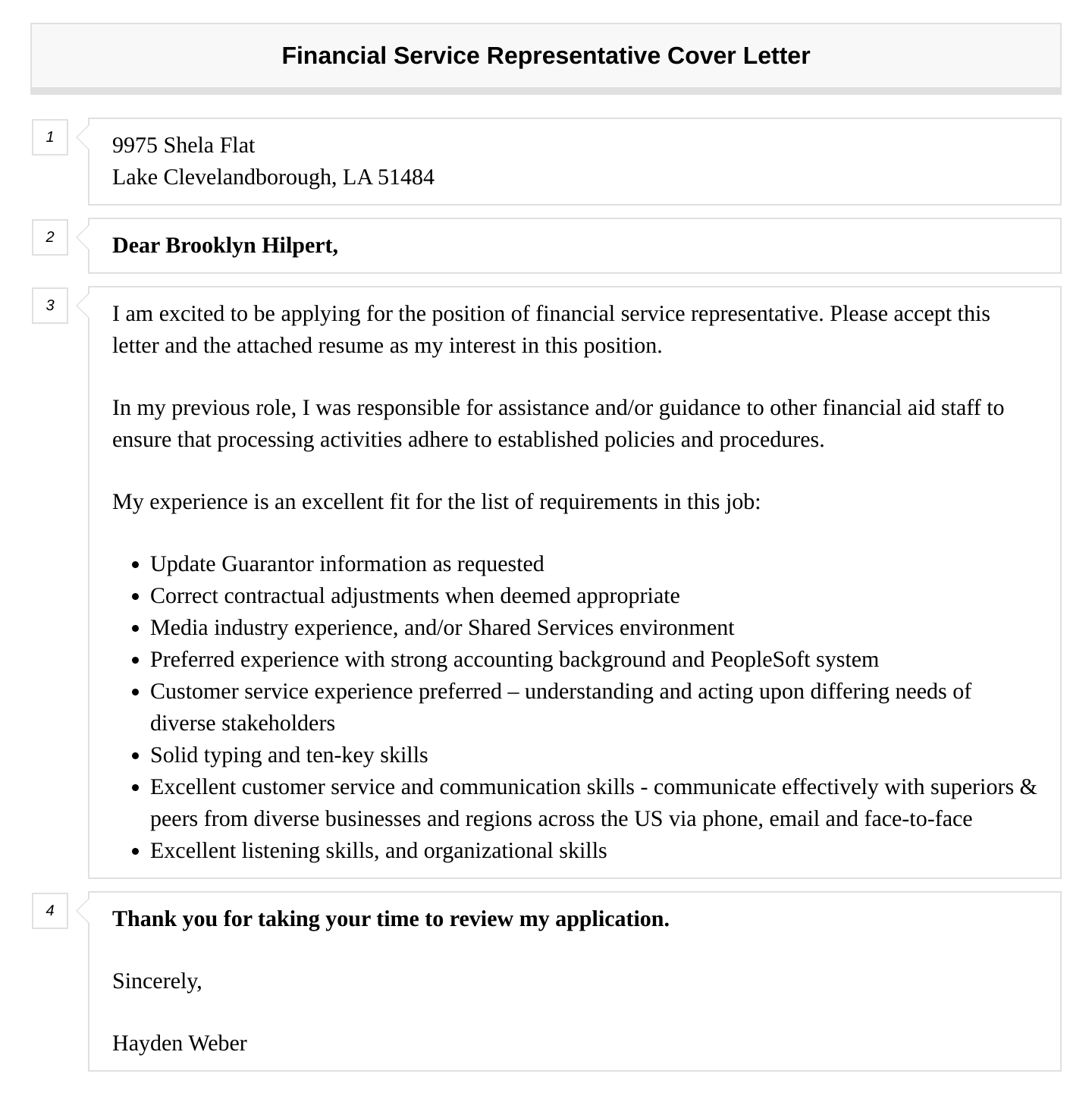Financial Service Representative Cover Letter Velvet Jobs