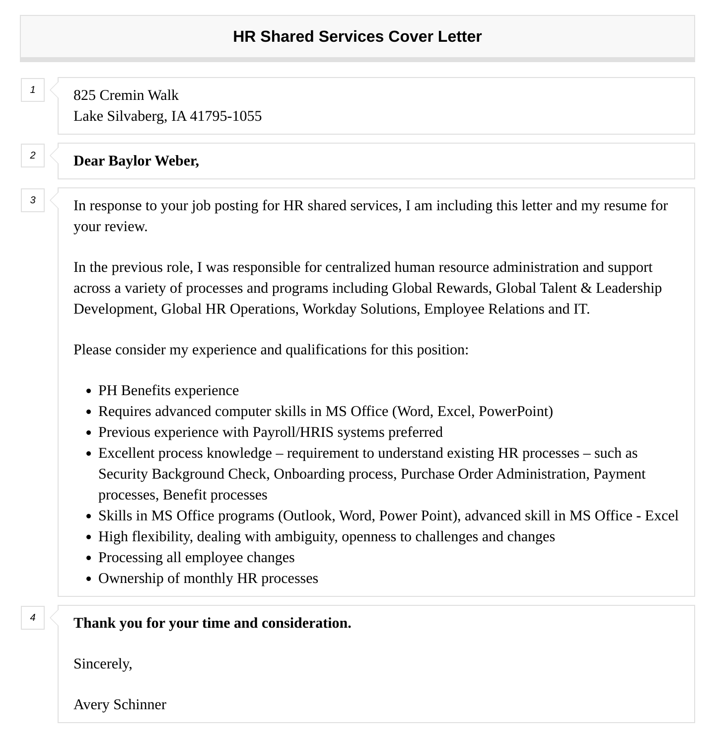 HR Shared Services Cover Letter Velvet Jobs