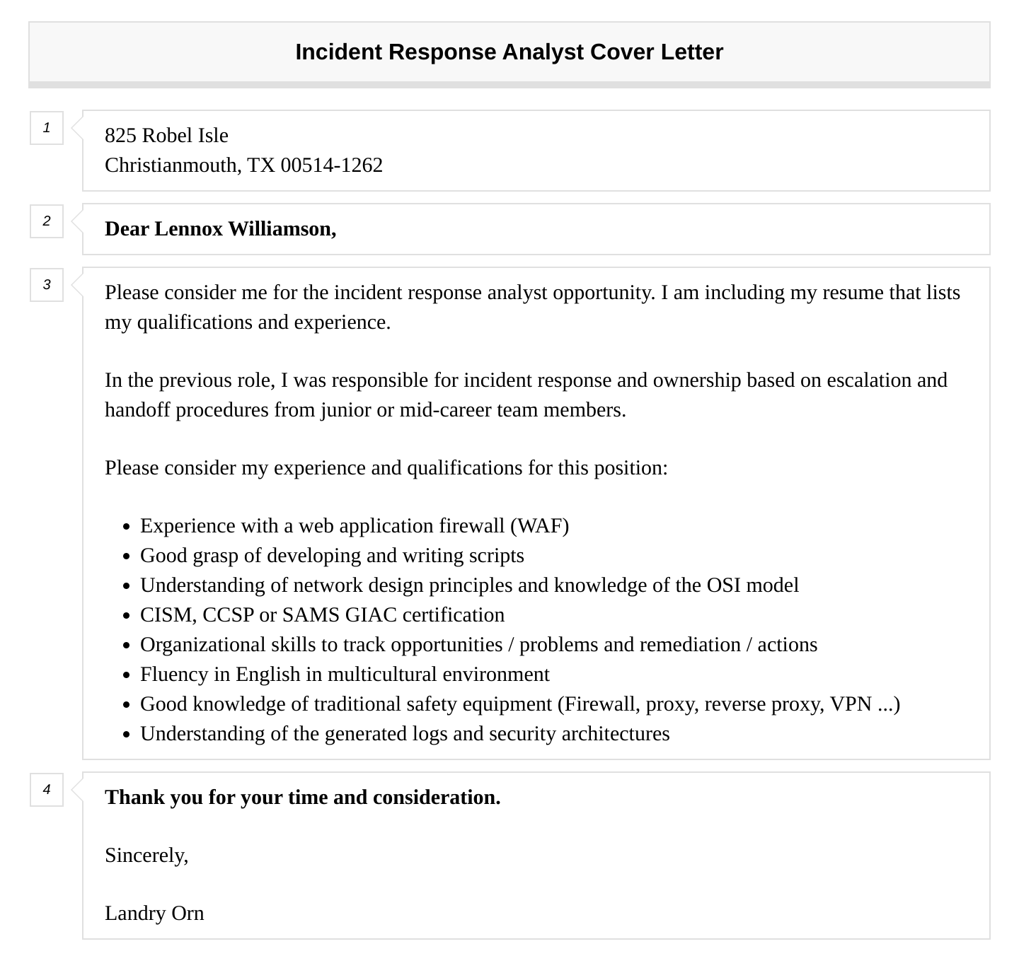 Incident Response Analyst Cover Letter Velvet Jobs