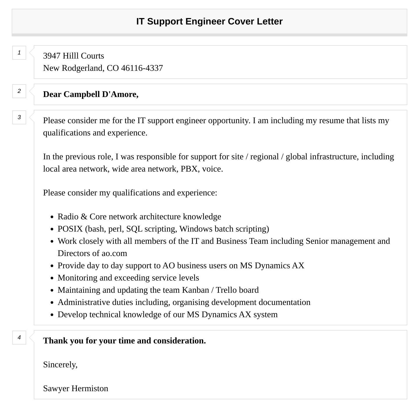 IT Support Engineer Cover Letter Velvet Jobs