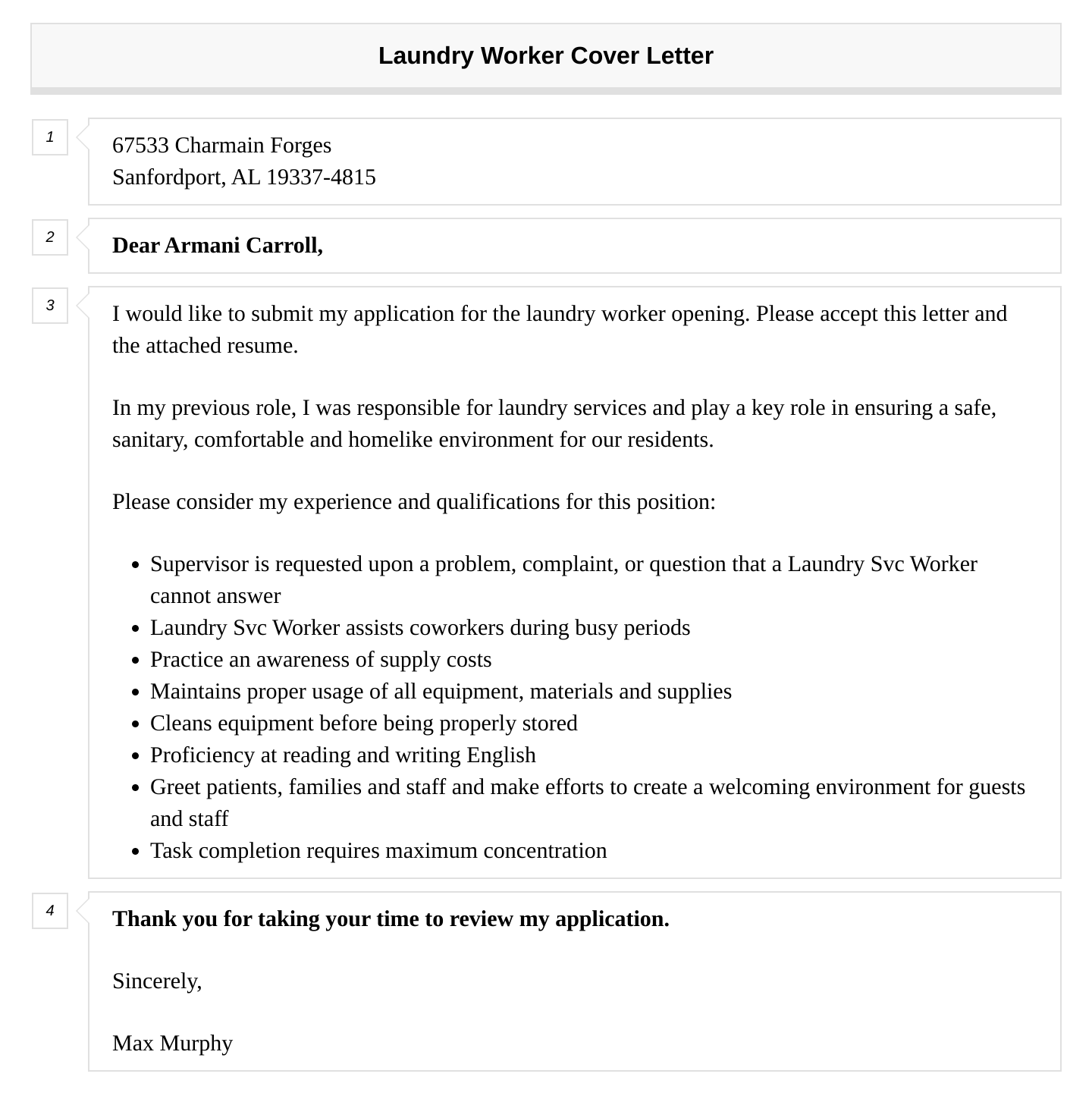 Laundry Worker Cover Letter Velvet Jobs