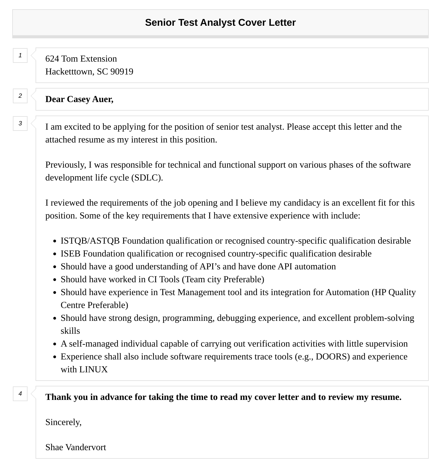 Senior Test Analyst Cover Letter Velvet Jobs Senior Test Analyst Cover Letter Velvet Jobs