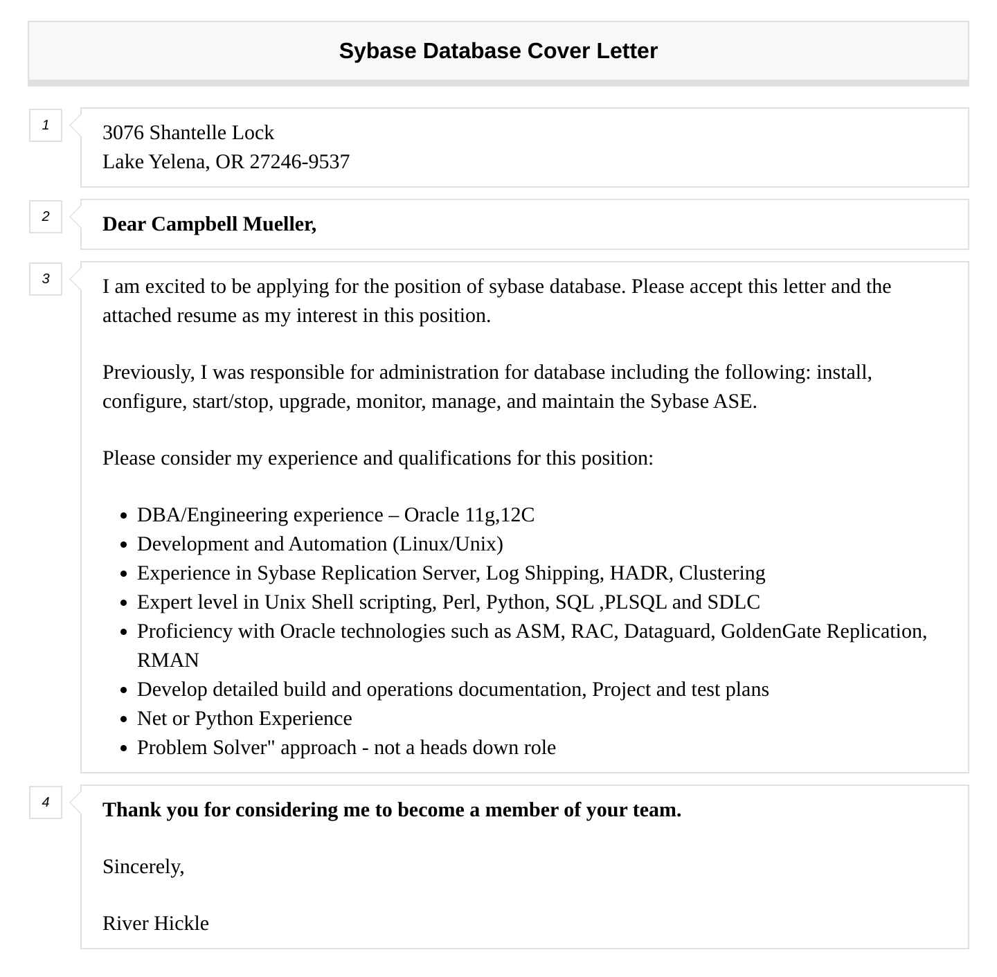 Sybase Database Cover Letter Velvet Jobs