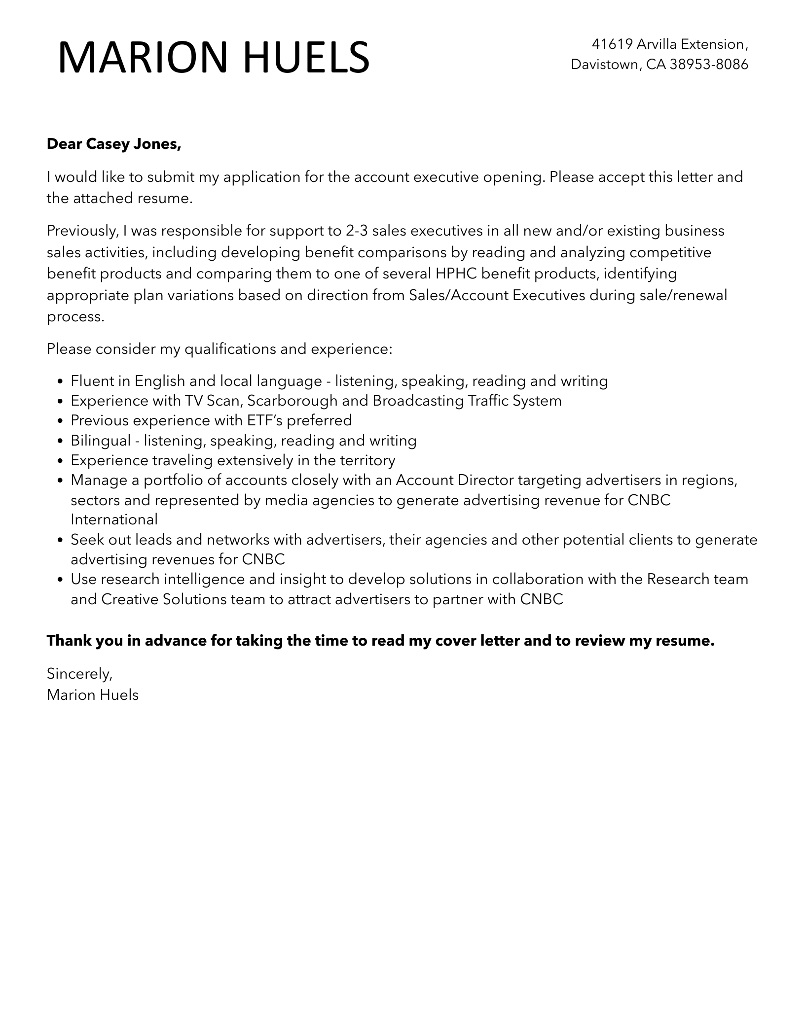 Account Executive Cover Letter Template