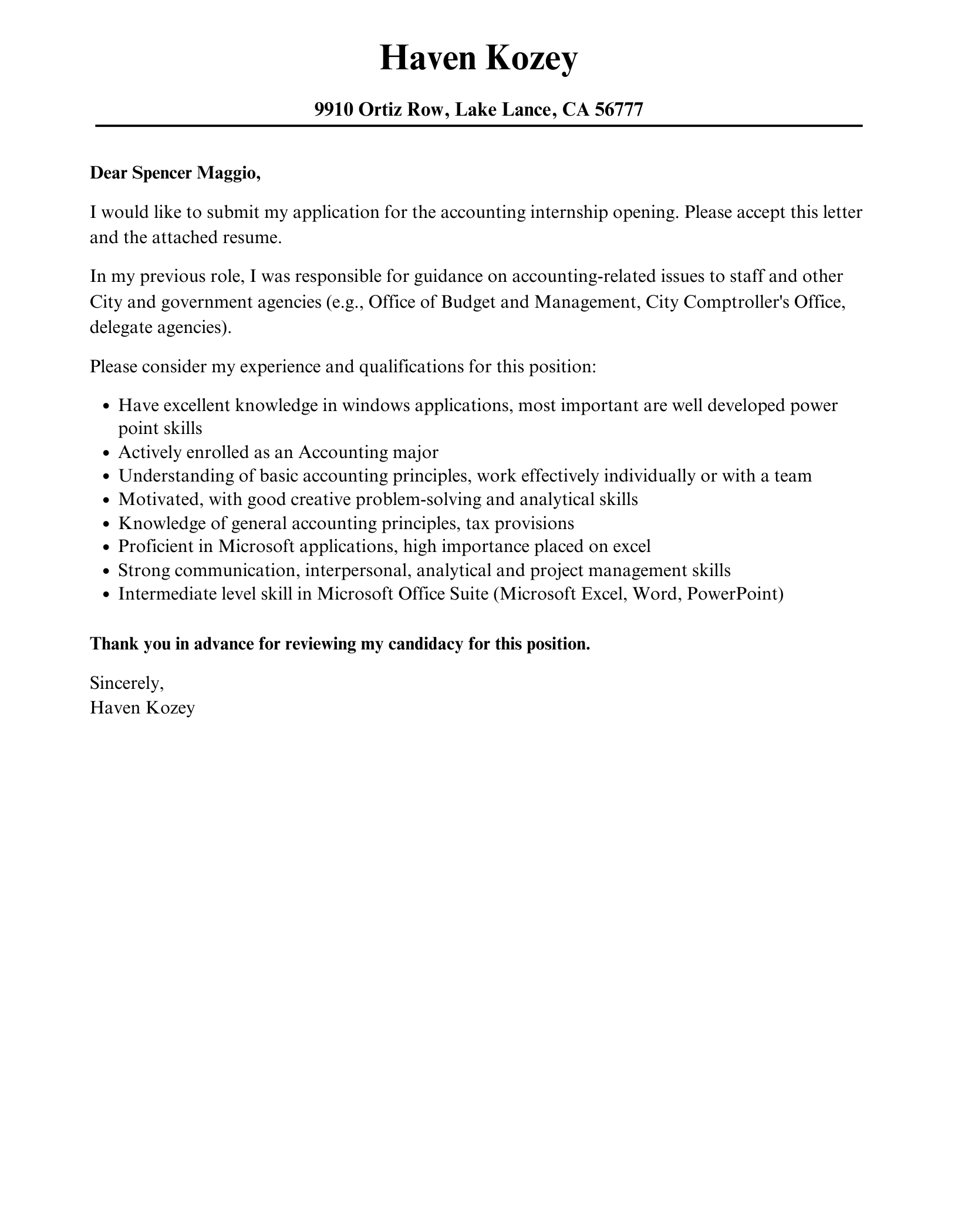 Accounting Cover Letter Examples Statthreads