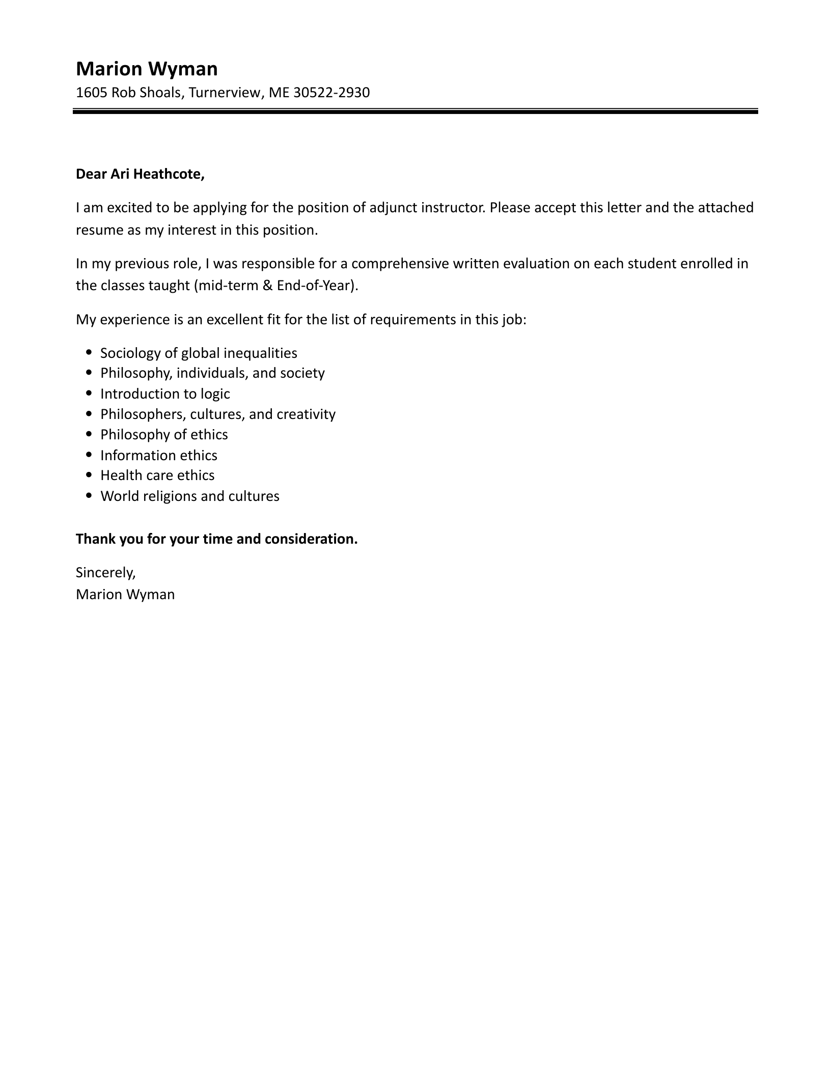 Adjunct Instructor Cover Letter Velvet Jobs