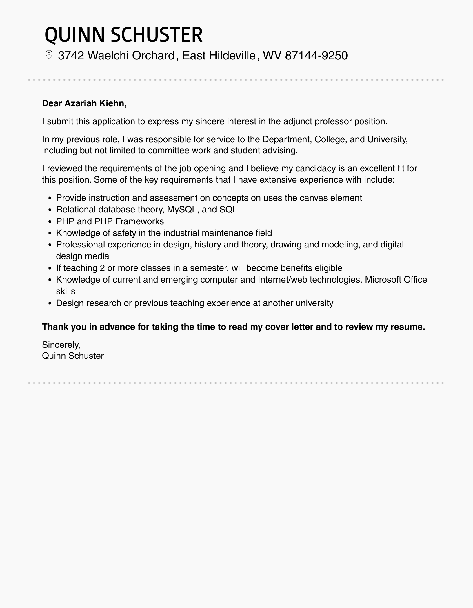 Adjunct Professor Cover Letter Velvet Jobs Adjunct Professor Cover Letter Velvet Jobs
