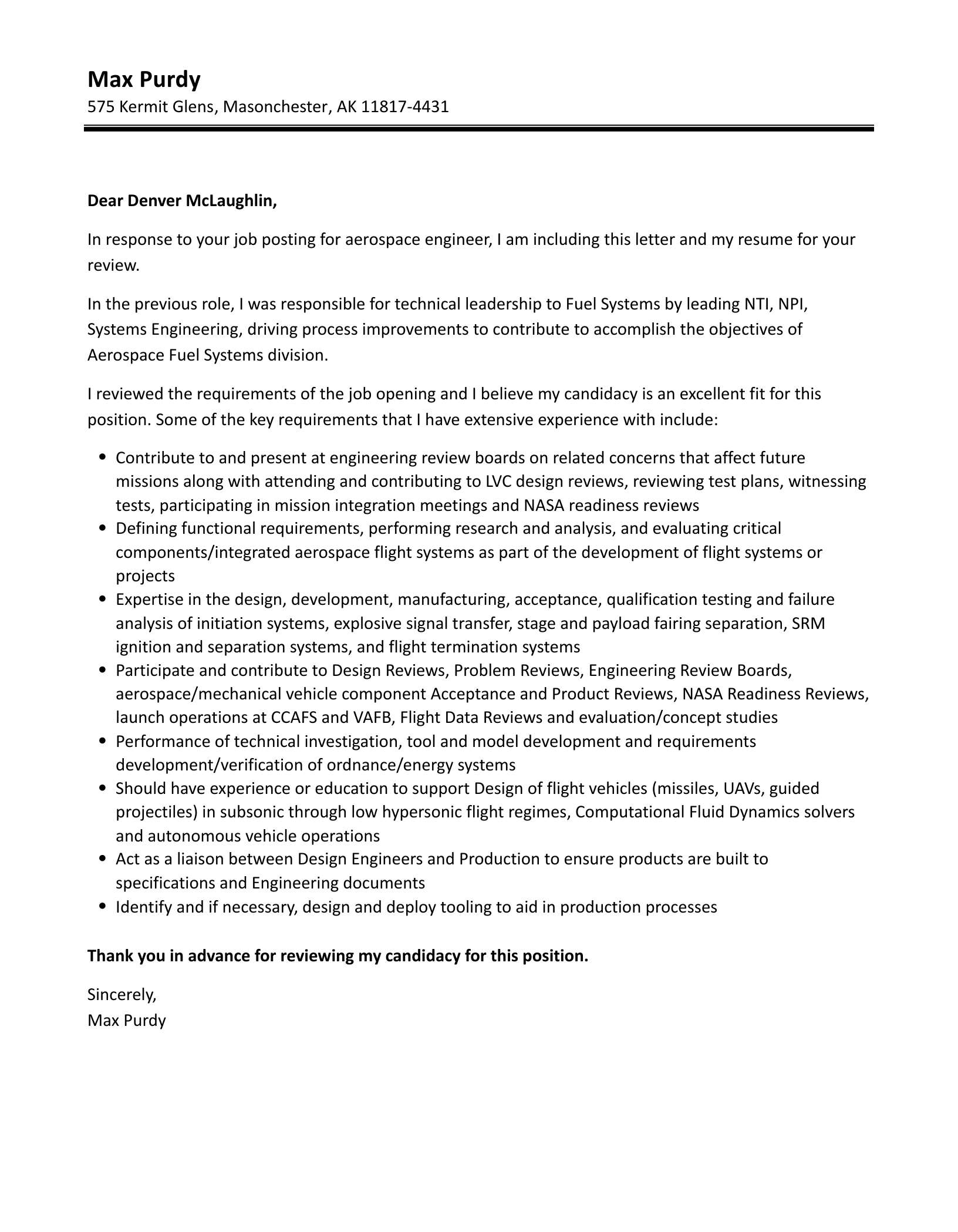 Aerospace Engineer Cover Letter Velvet Jobs Aerospace Engineer Cover Letter Velvet Jobs