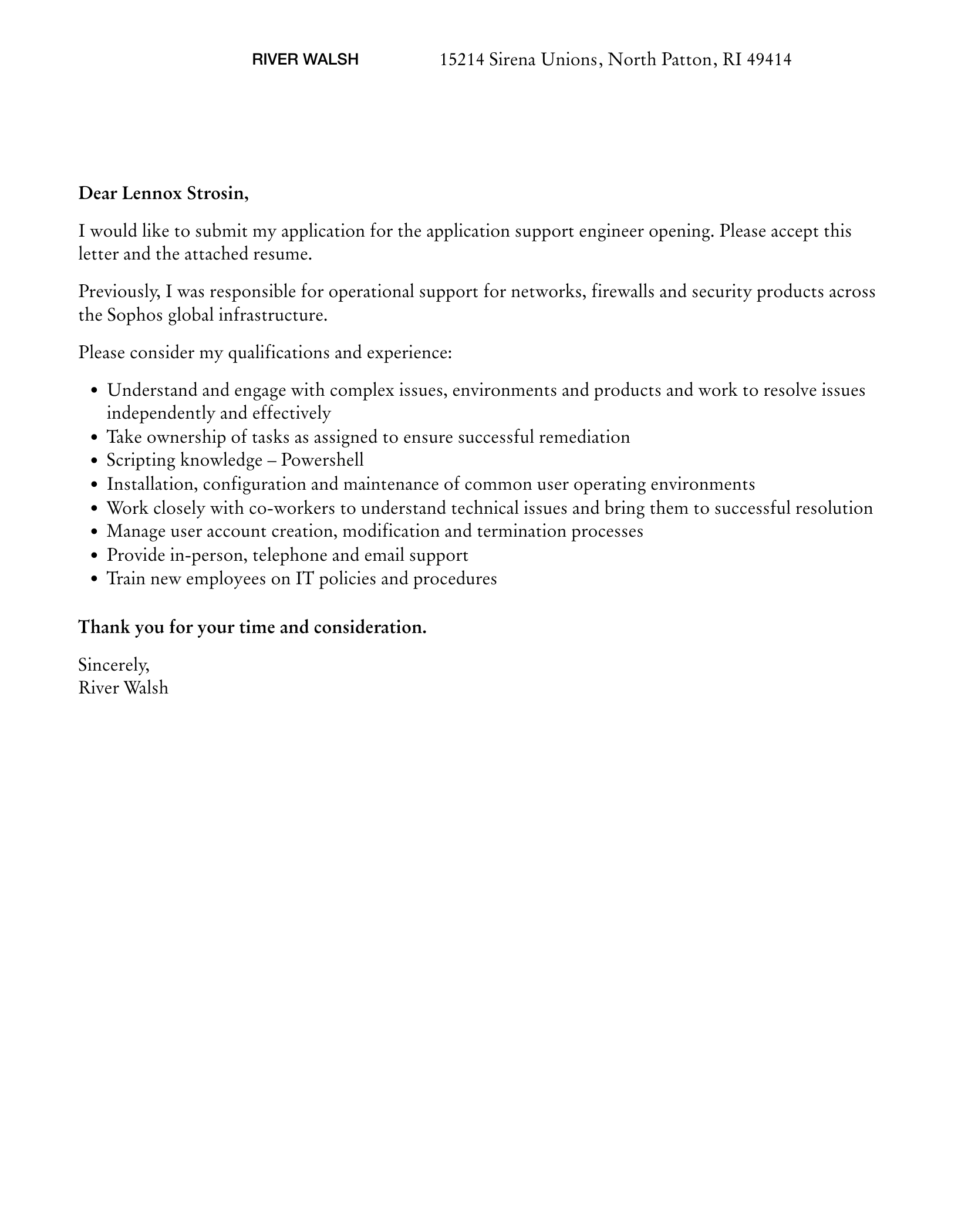 Application Support Engineer Cover Letter Velvet Jobs