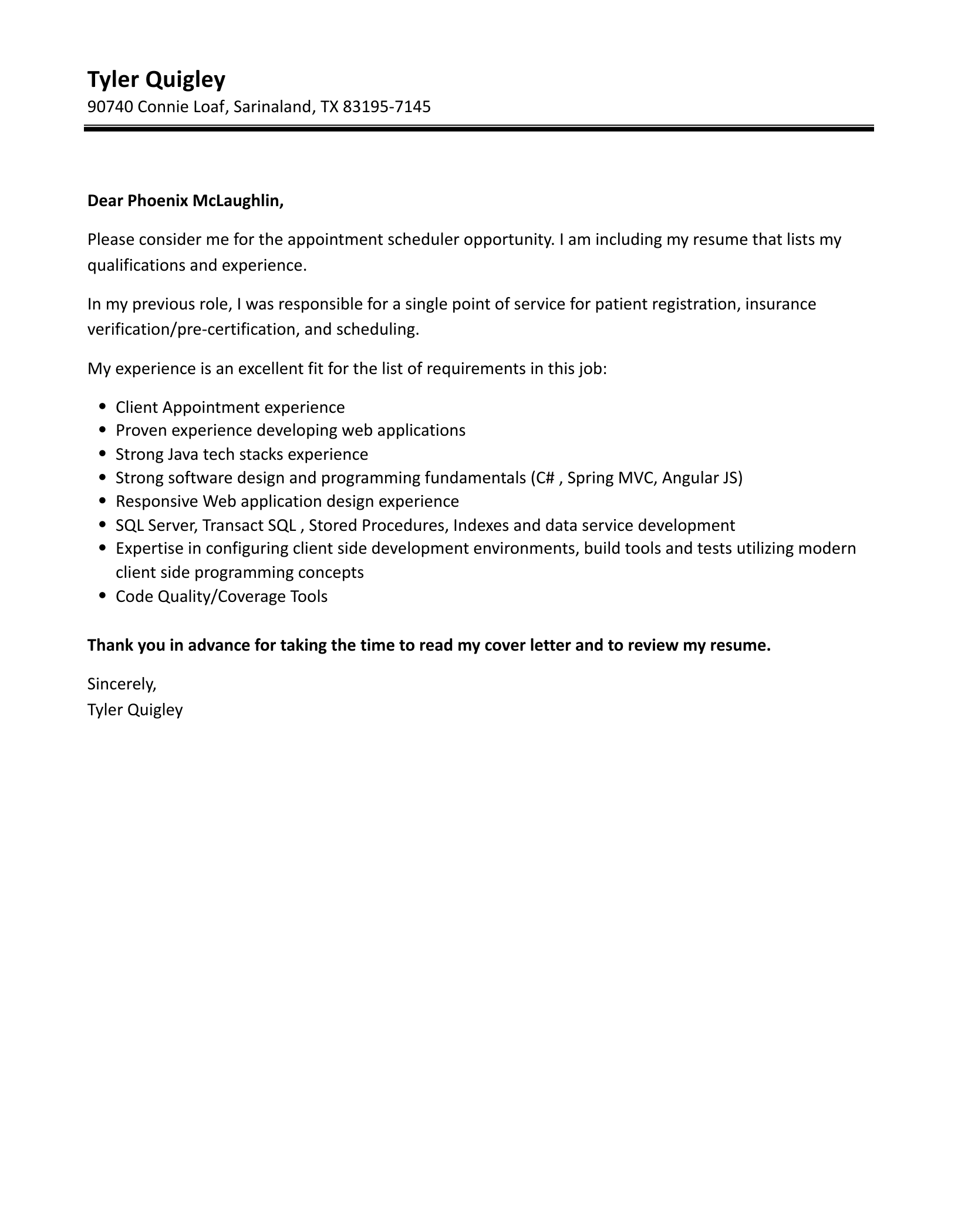 Appointment Scheduler Cover Letter Velvet Jobs
