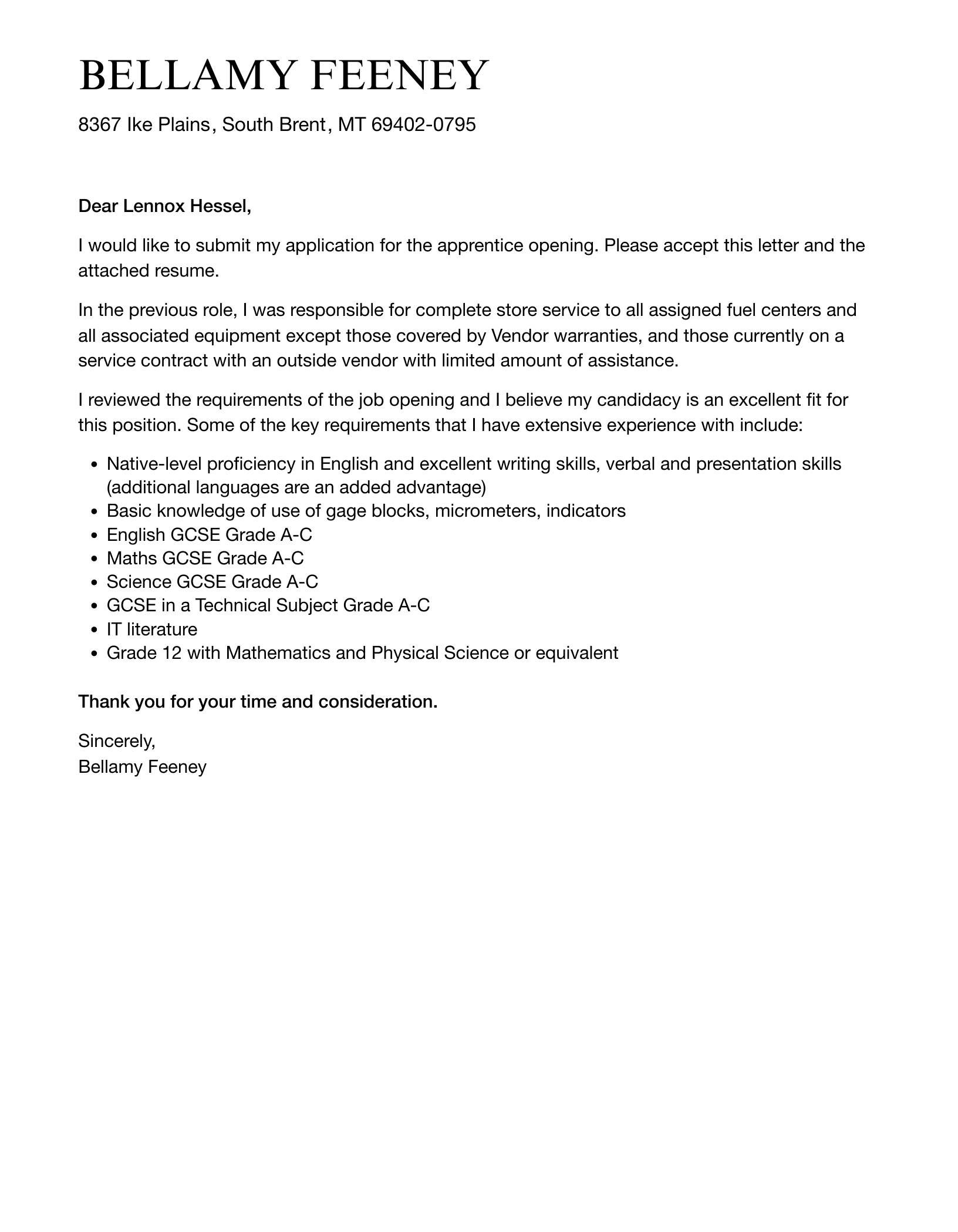 Apprentice Cover Letter Velvet Jobs