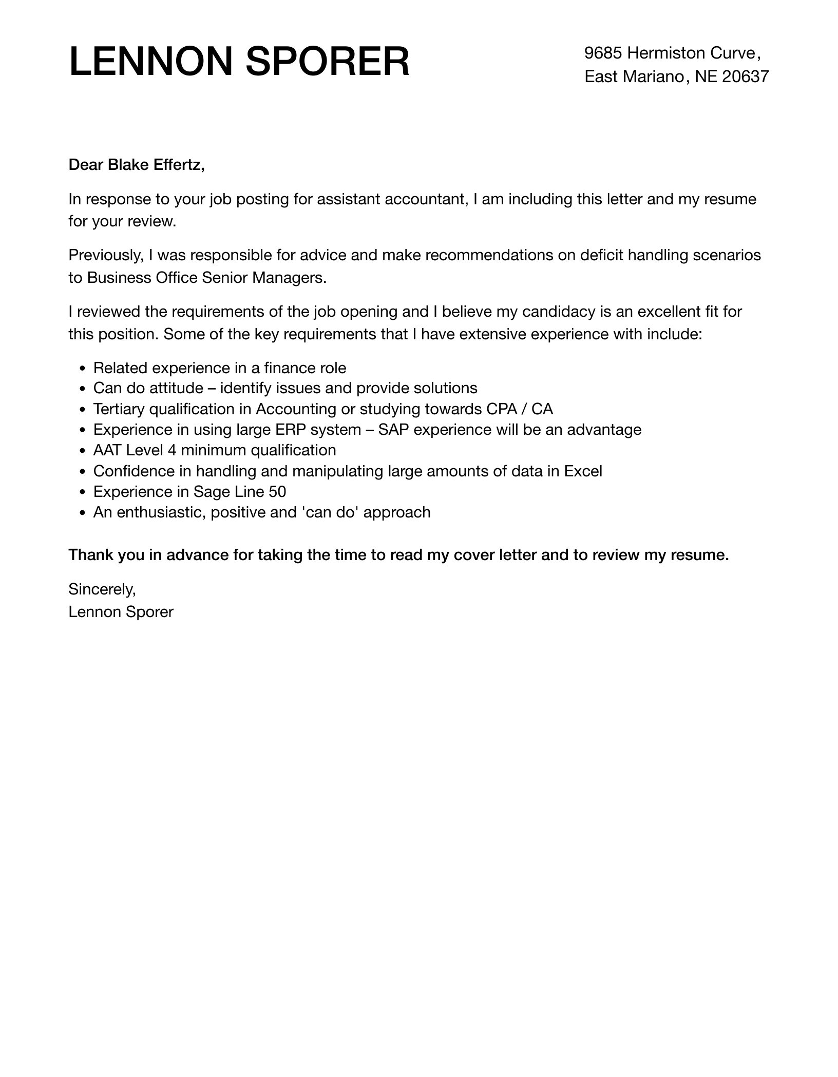 Assistant Accountant Cover Letter Velvet Jobs