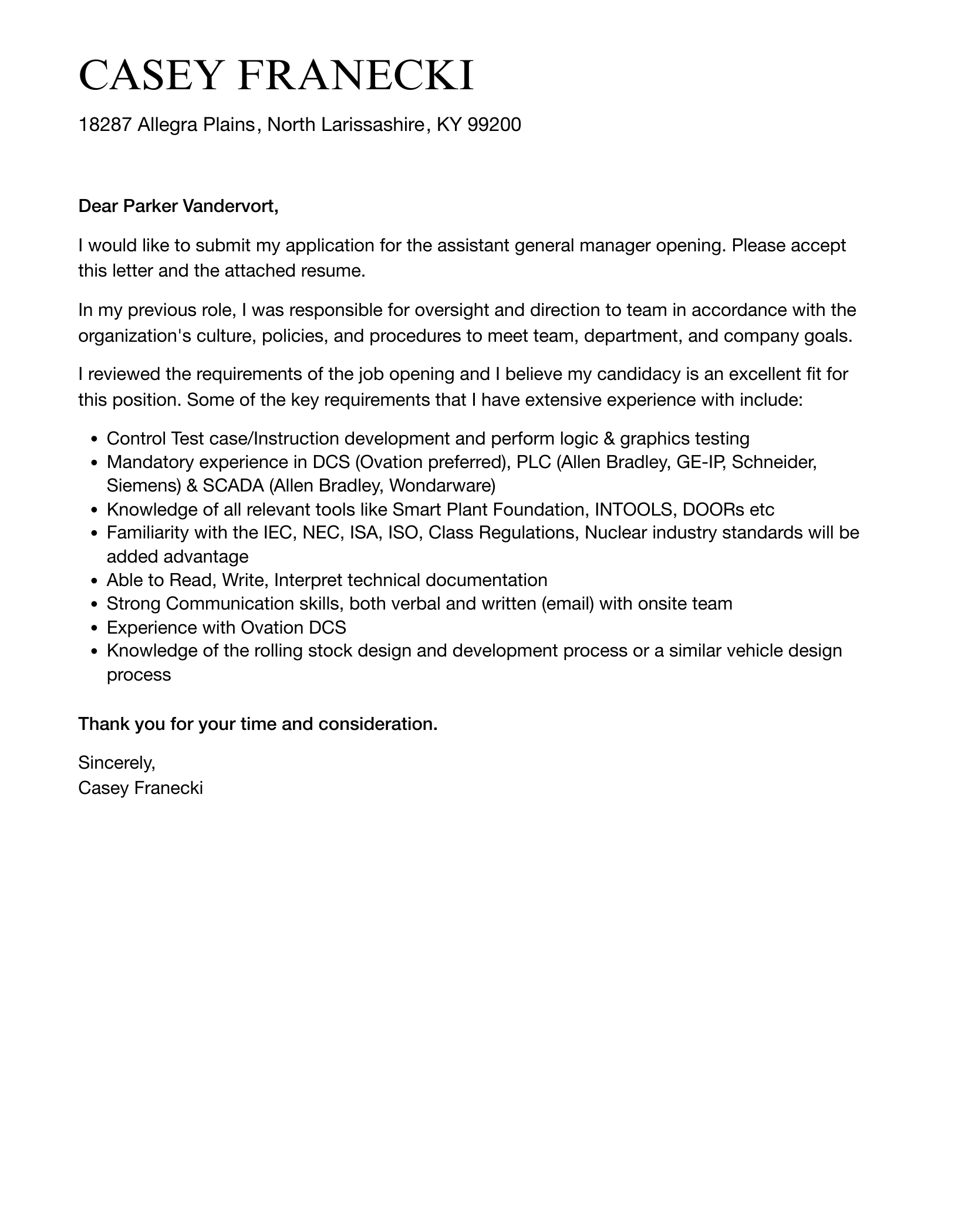Assistant General Manager Cover Letter Velvet Jobs