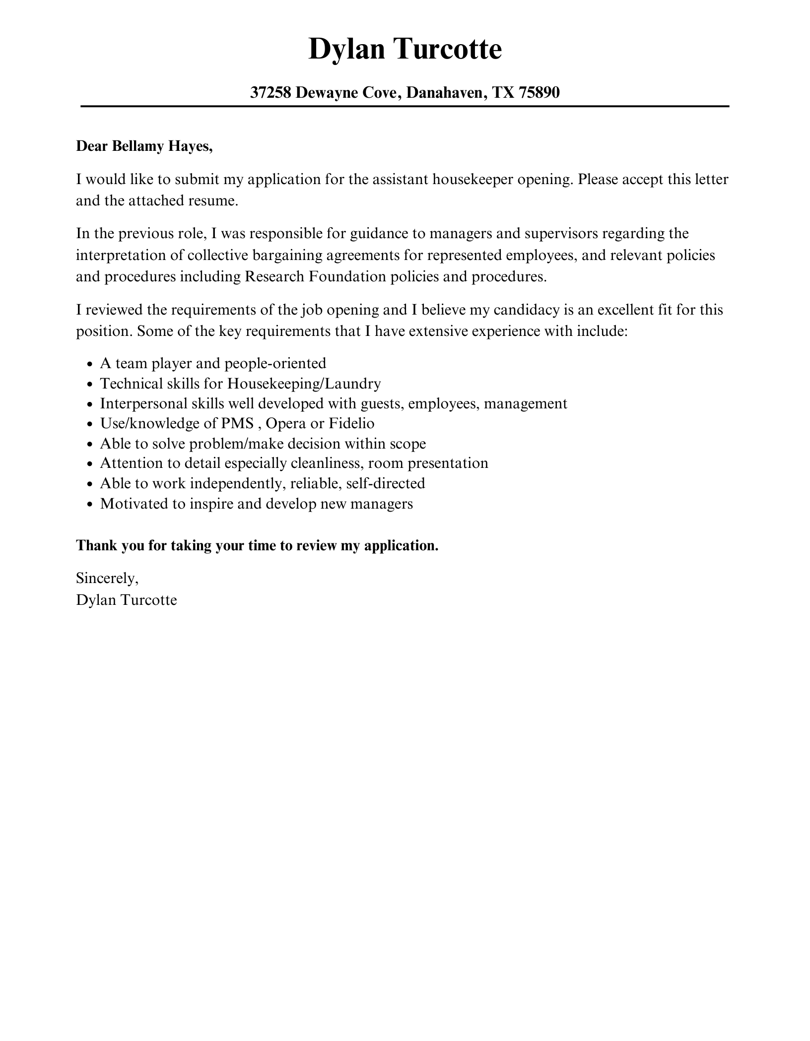 Assistant Housekeeper Cover Letter Velvet Jobs