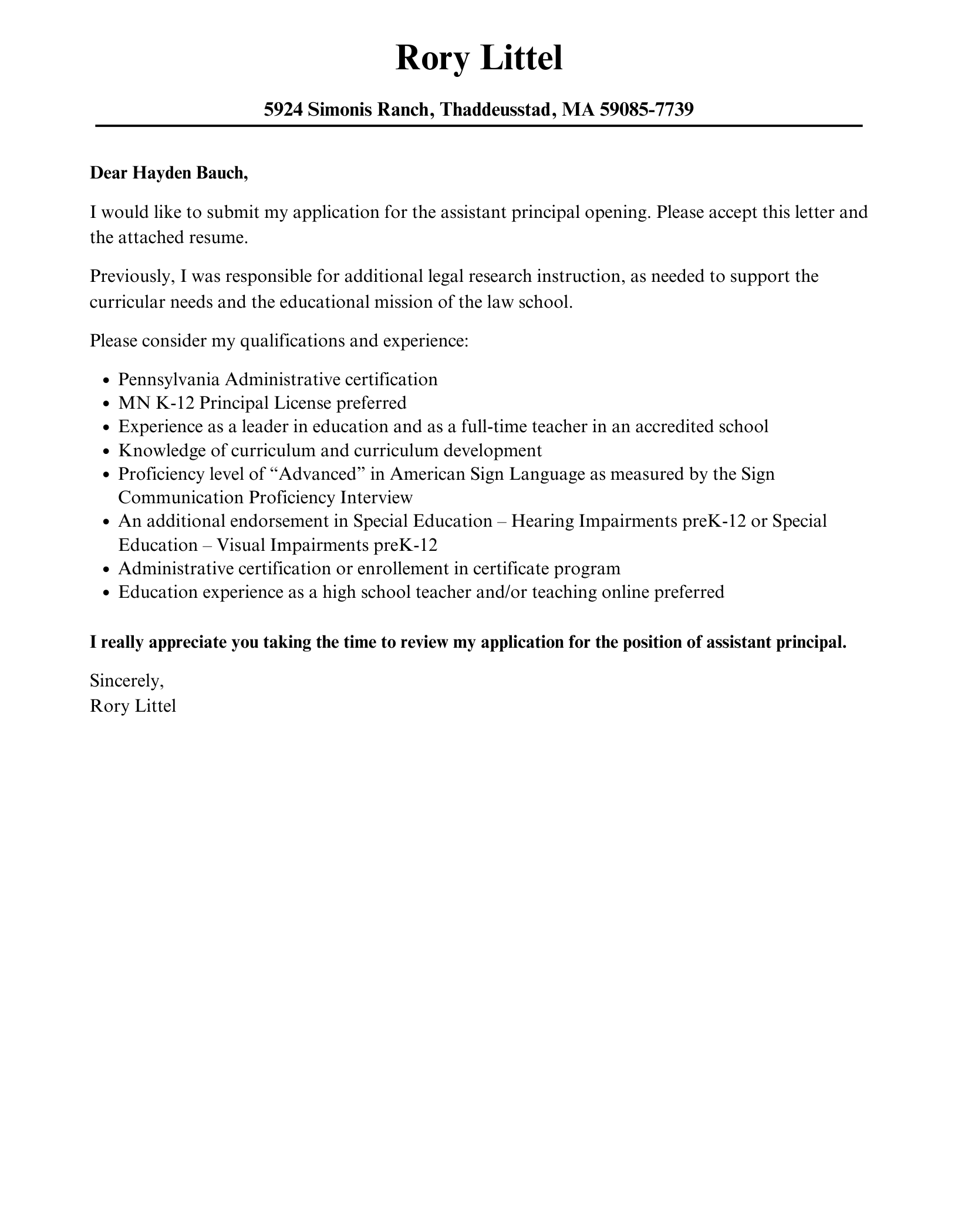 Assistant Principal Cover Letter Velvet Jobs