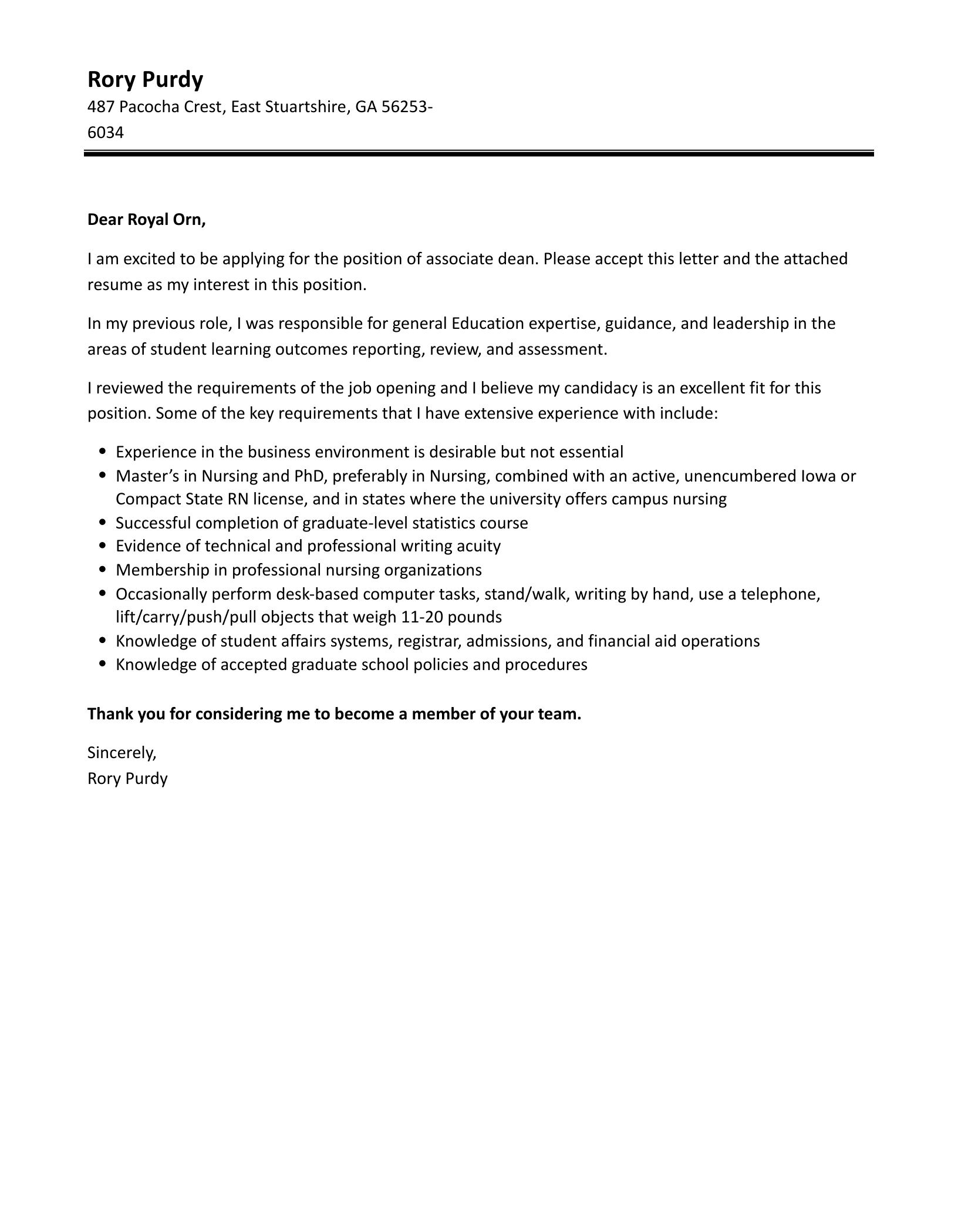 Associate Dean Cover Letter Velvet Jobs