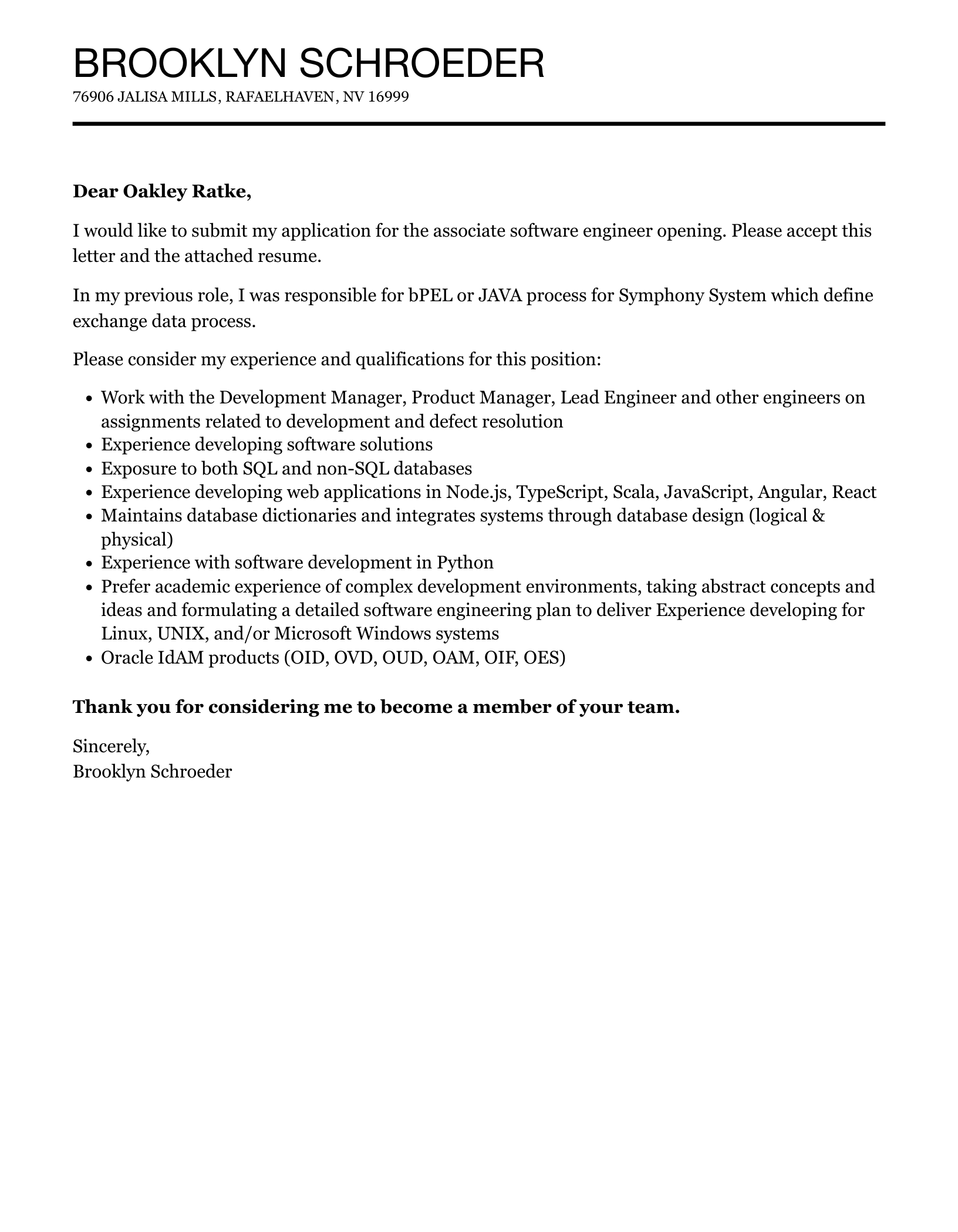 Associate Software Engineer Cover Letter Velvet Jobs