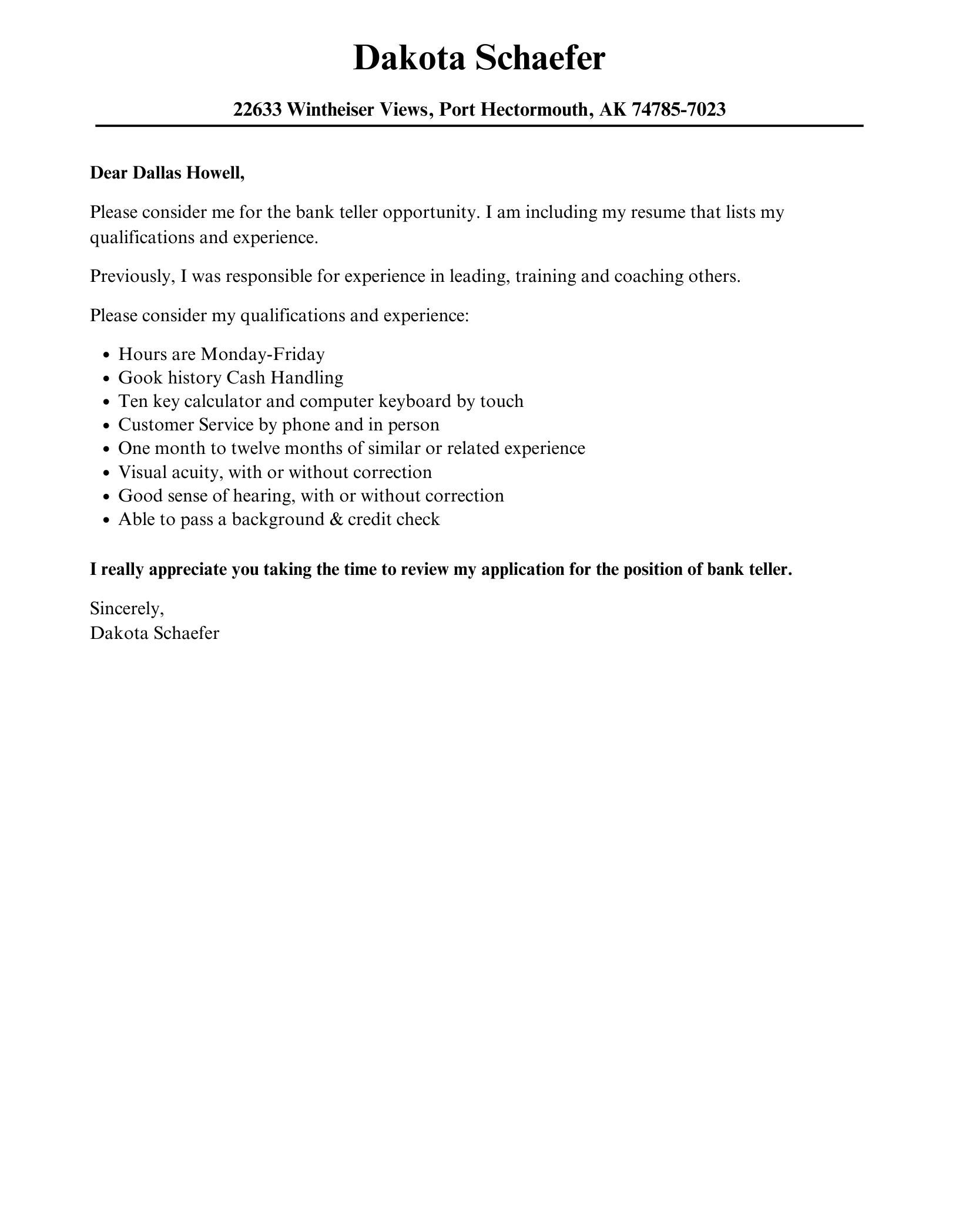 Recommendation Tips About Sample Cover Letter For Teller Position With 