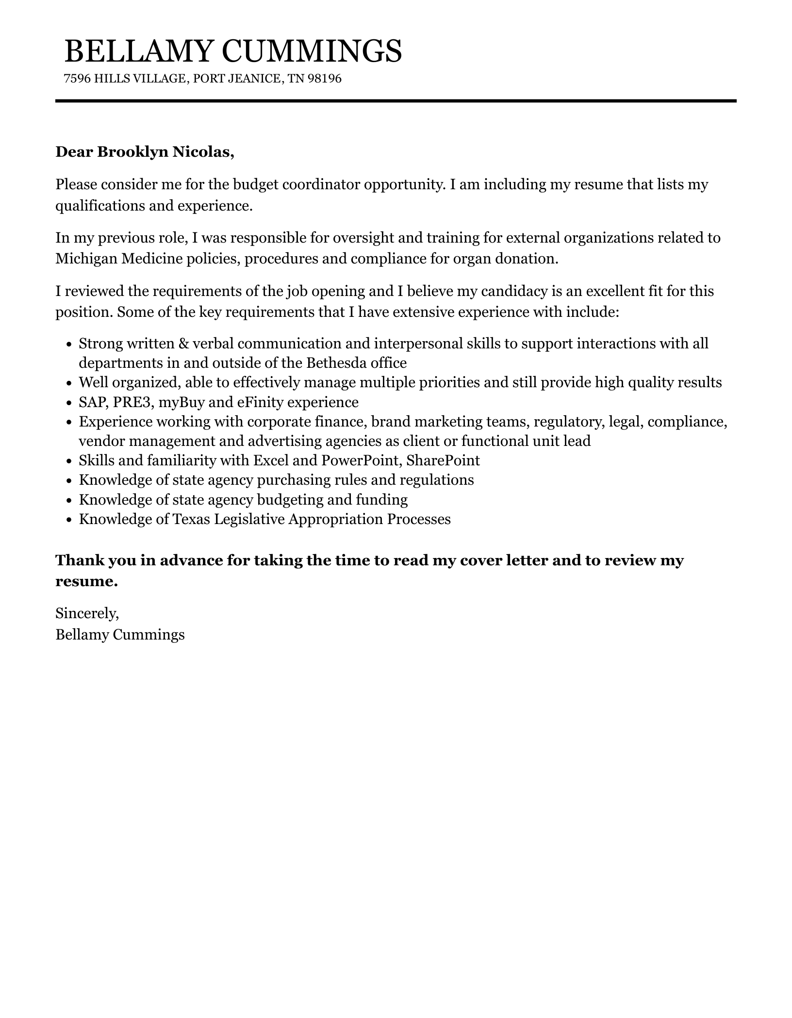 Budget Coordinator Cover Letter Velvet Jobs Budget Coordinator Cover Letter Velvet Jobs