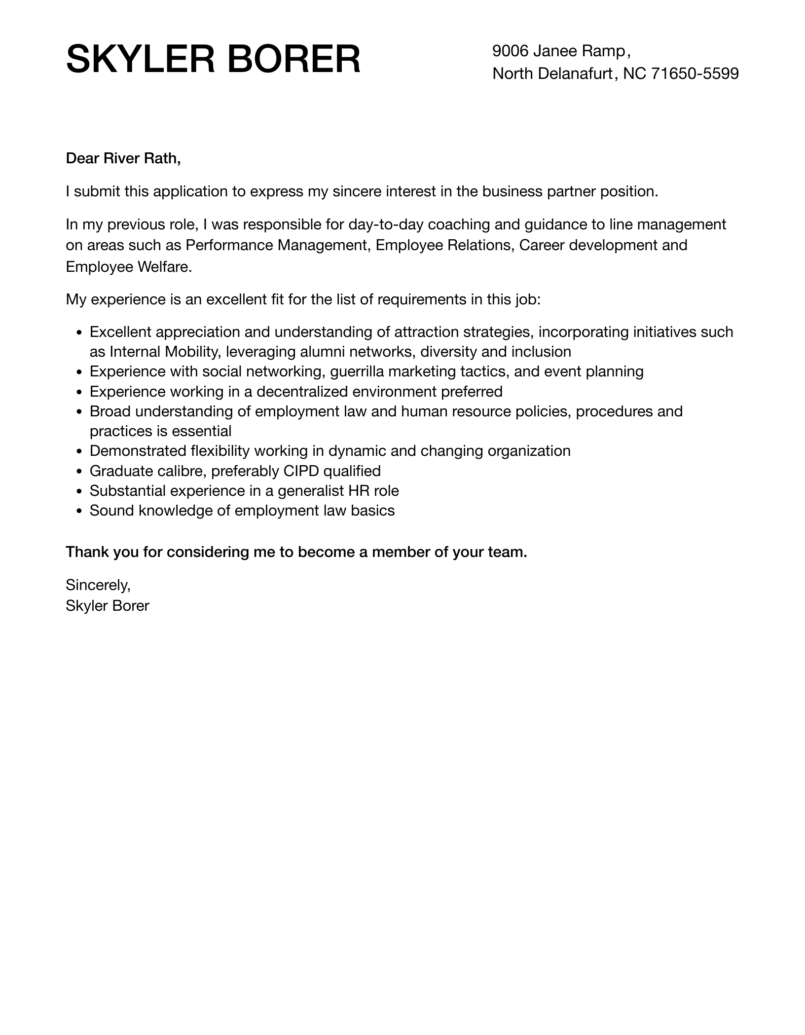 Business Partner Cover Letter Velvet Jobs Business Partner Cover Letter Velvet Jobs