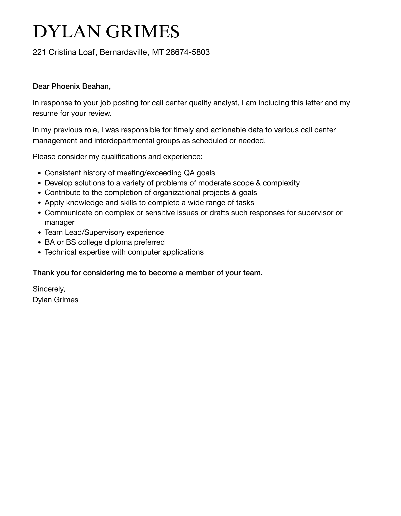 Call Center Quality Analyst Cover Letter Velvet Jobs