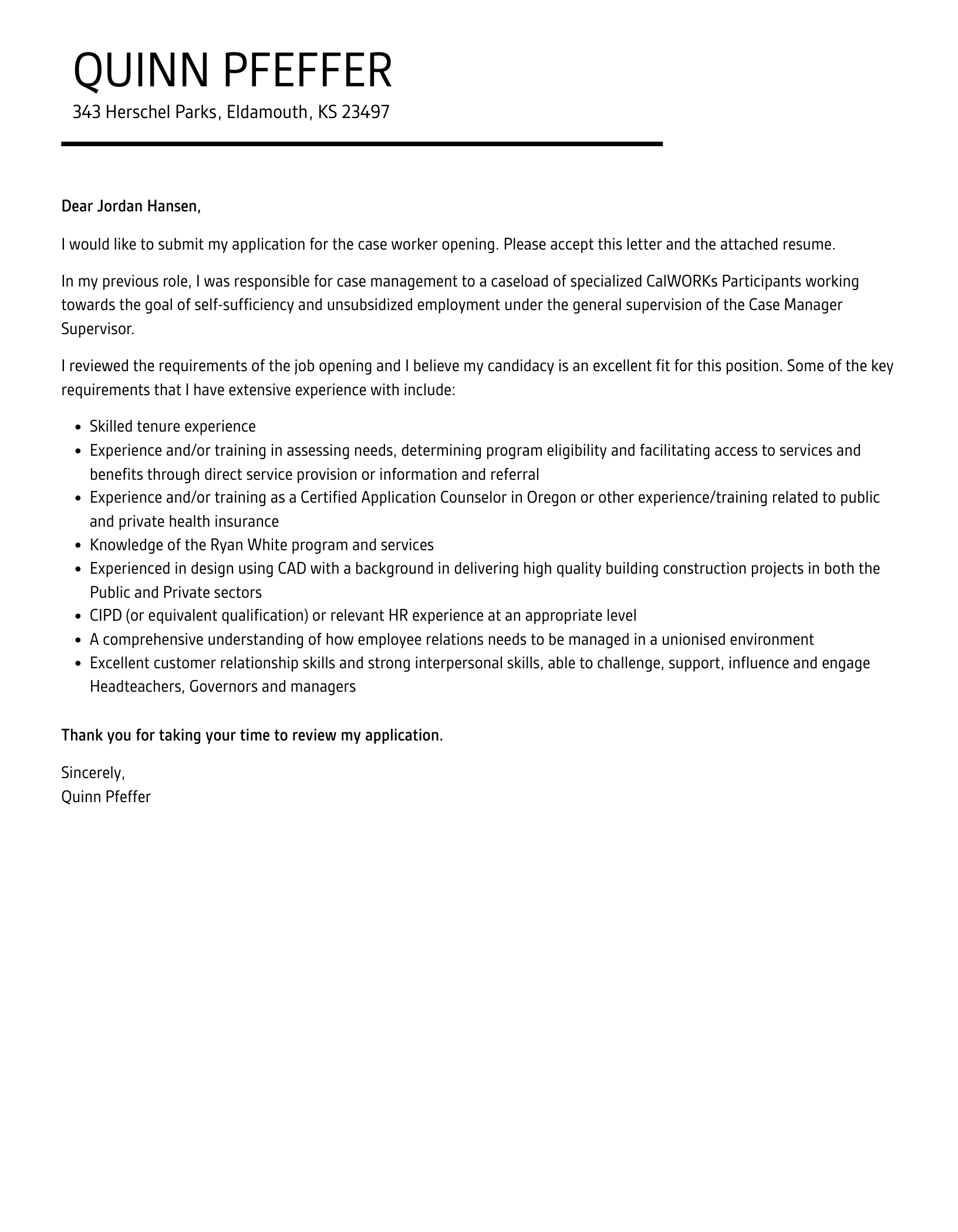 Case Worker Cover Letter Velvet Jobs