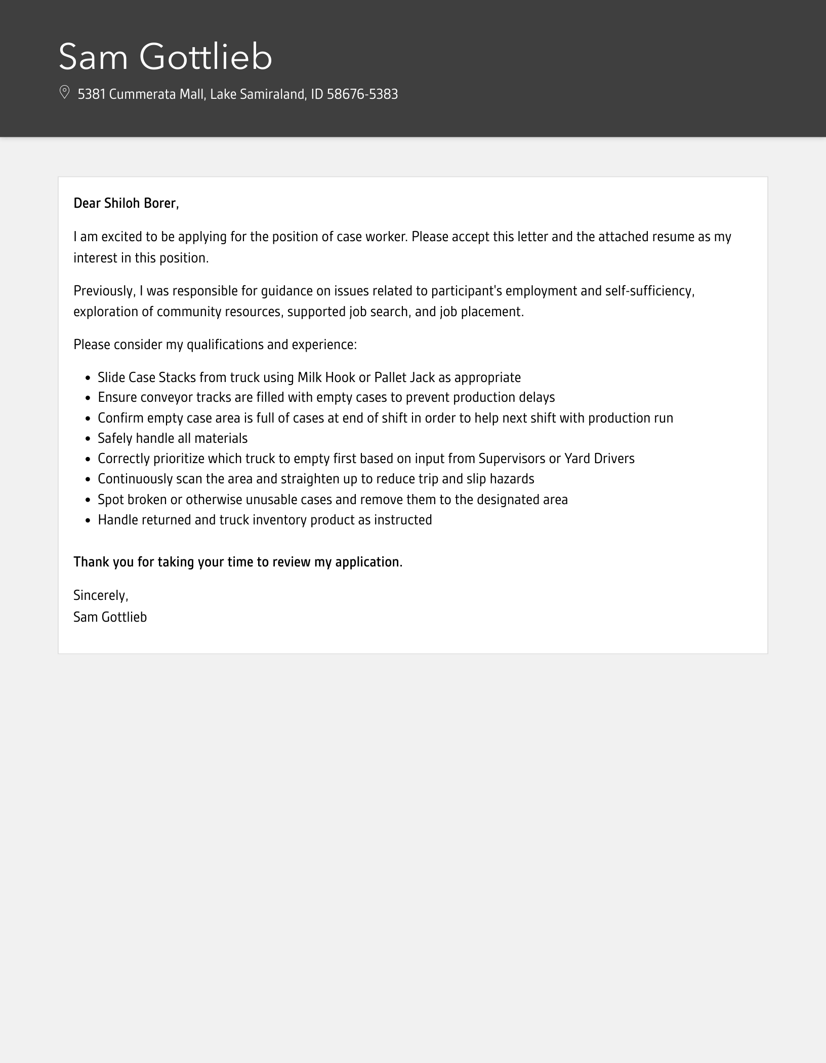 Case Worker Cover Letter Velvet Jobs