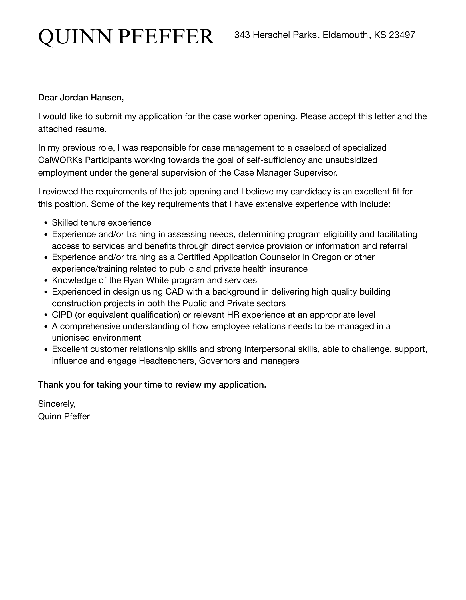 Case Worker Cover Letter Velvet Jobs