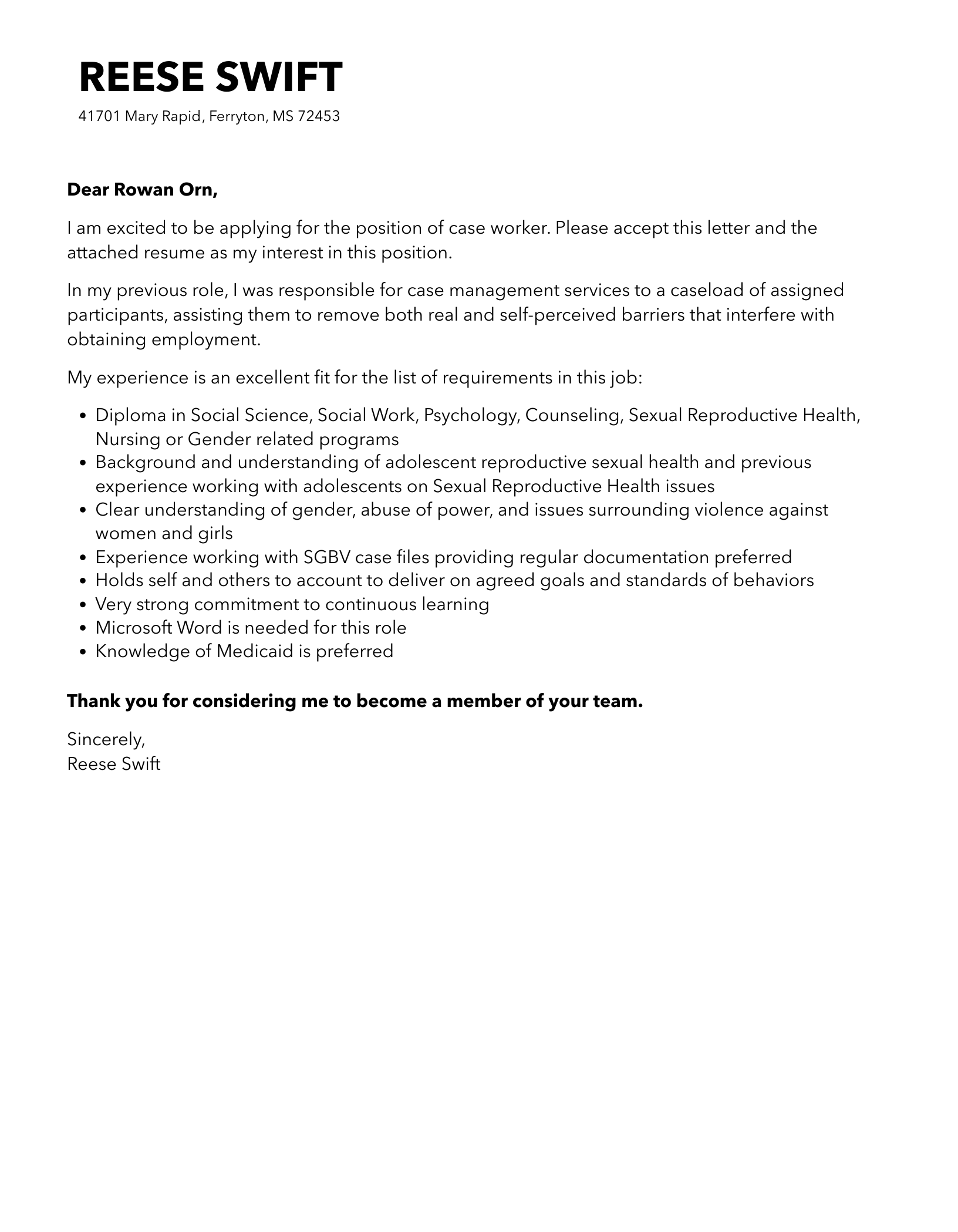 Case Worker Cover Letter Velvet Jobs
