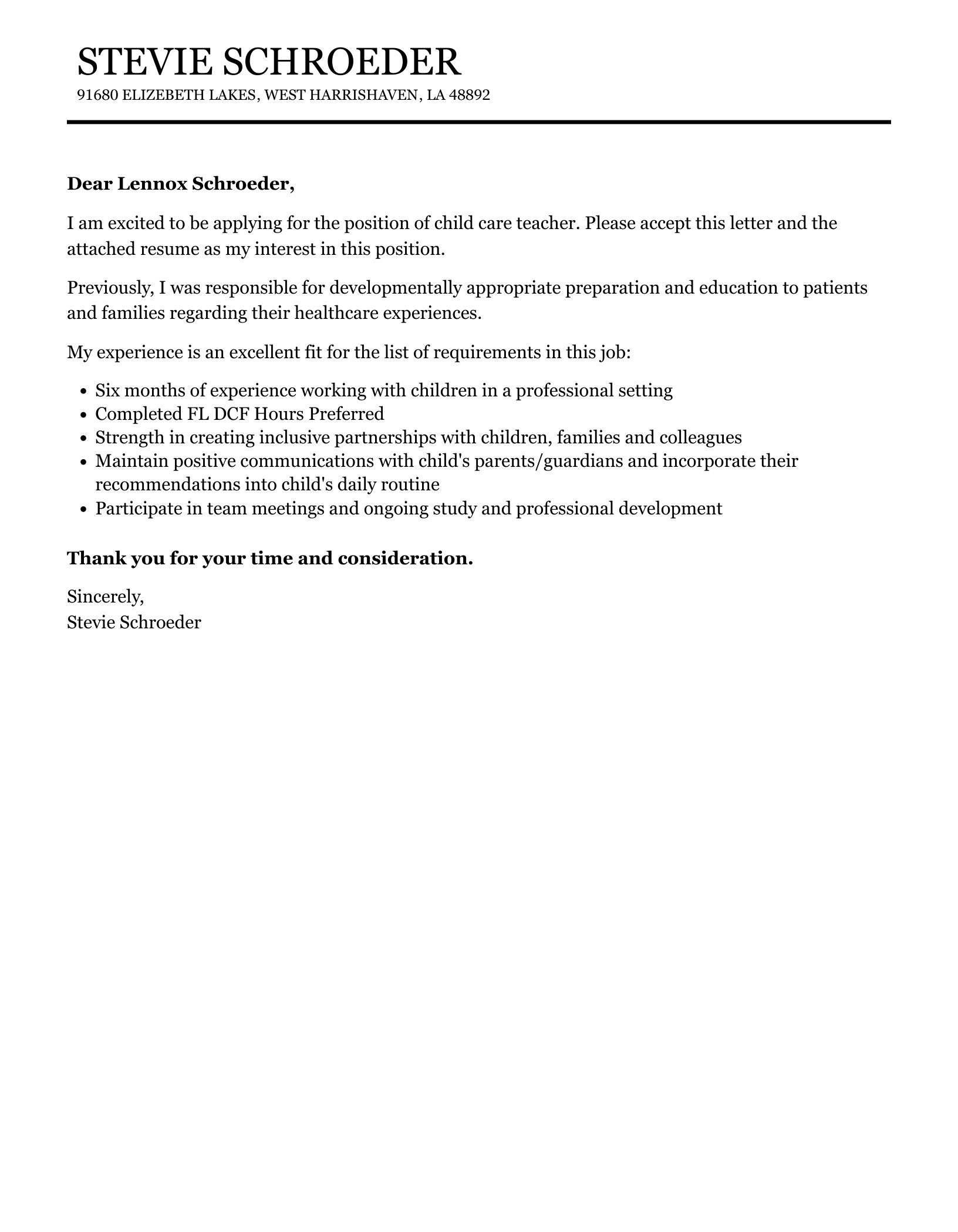 Child Care Teacher Cover Letter Velvet Jobs Child Care Teacher Cover Letter Velvet Jobs