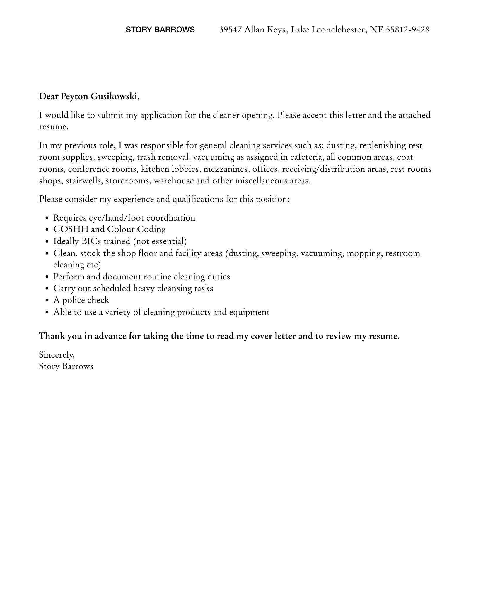 Cleaner Cover Letter Velvet Jobs
