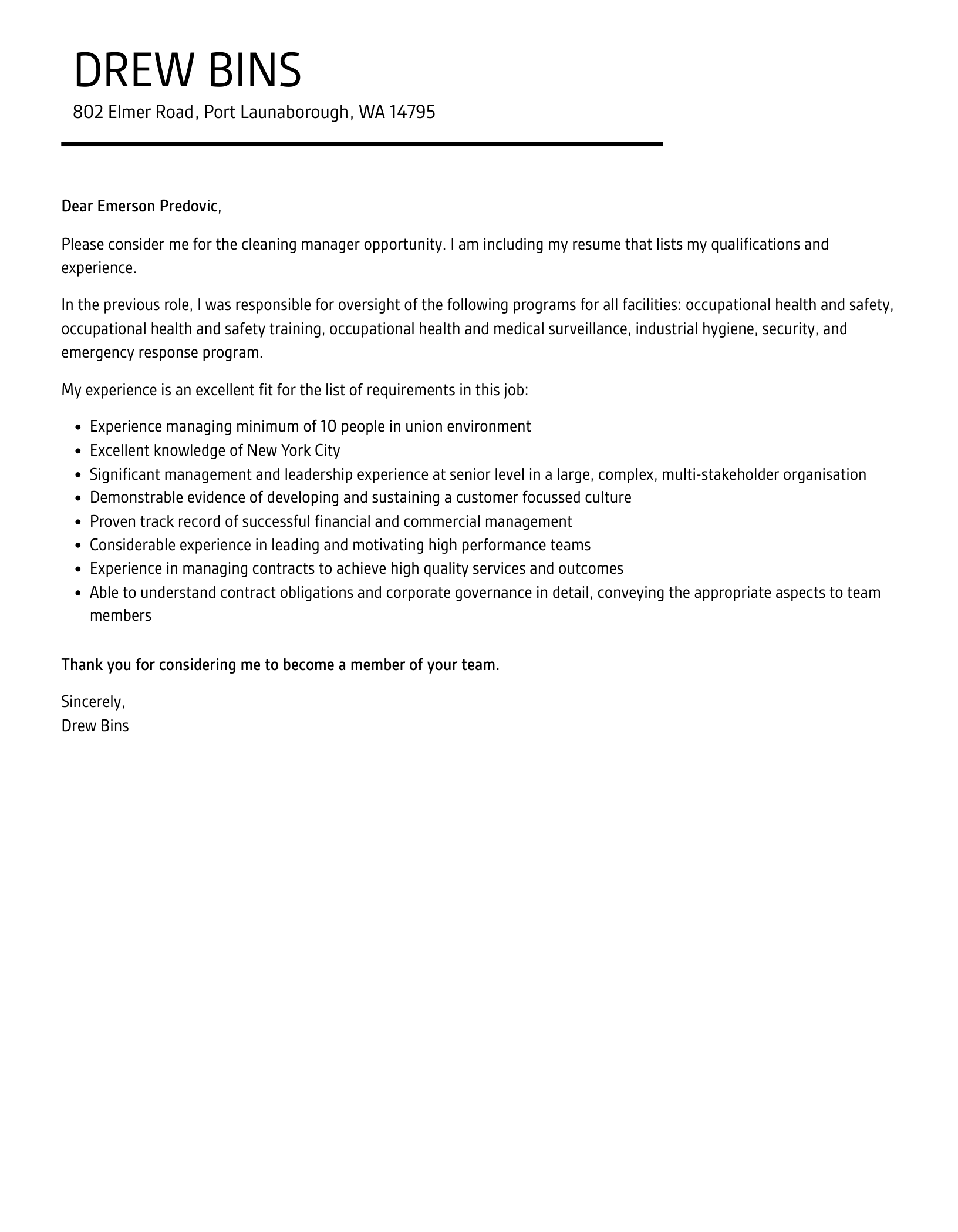 Cleaning Manager Cover Letter Velvet Jobs Cleaning Manager Cover Letter Velvet Jobs