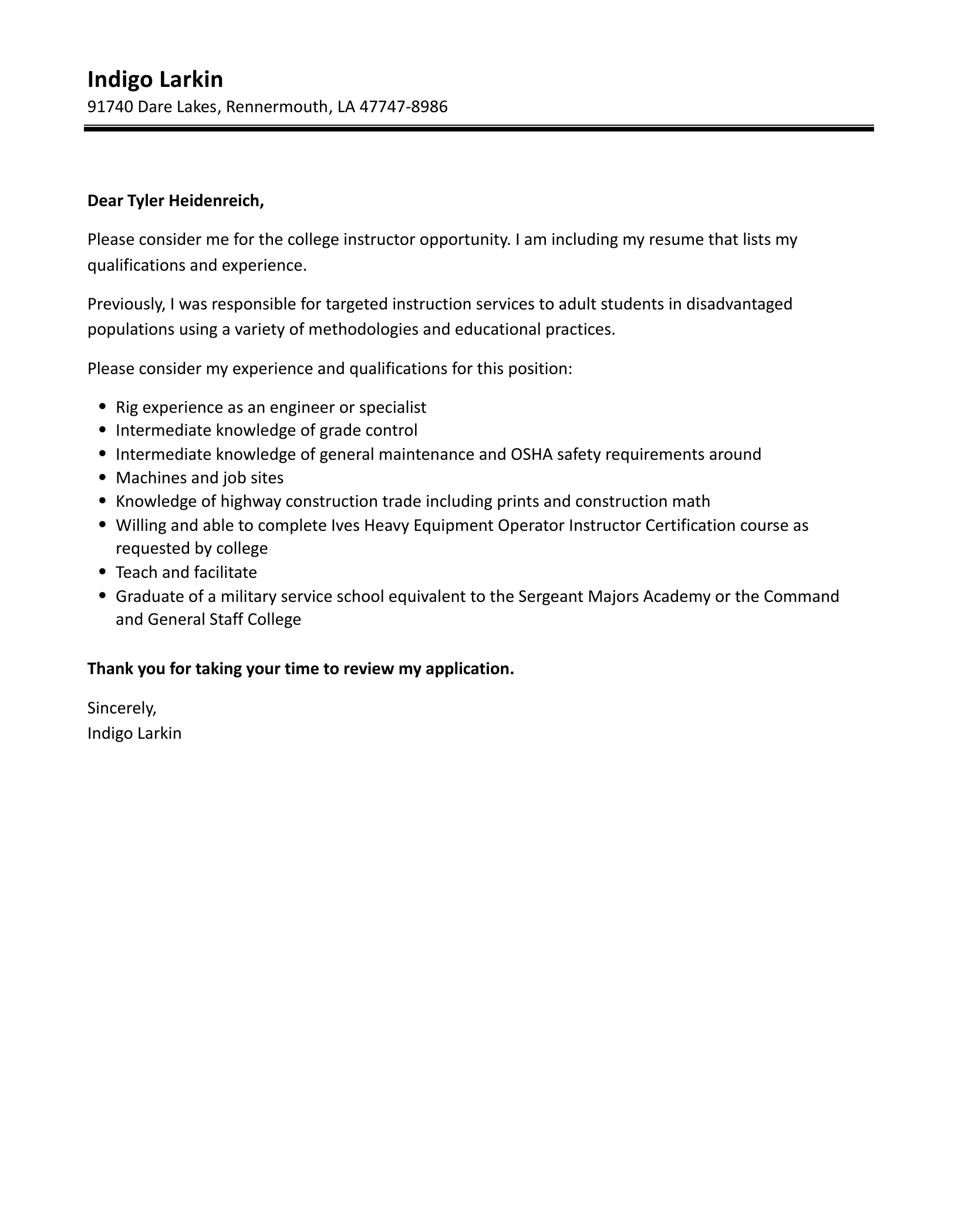 College Instructor Cover Letter Velvet Jobs College Instructor Cover Letter Velvet Jobs