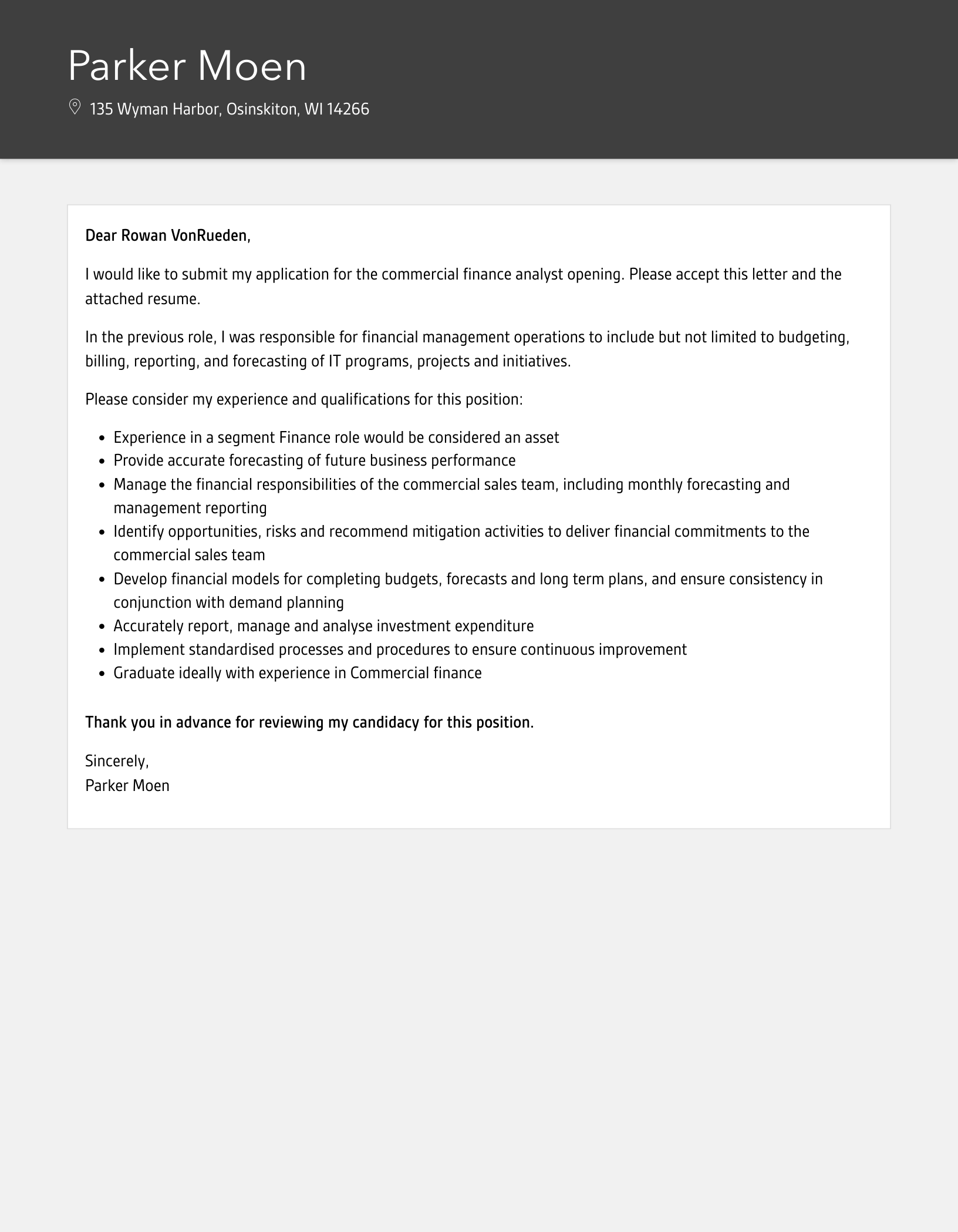 Commercial Finance Analyst Cover Letter Velvet Jobs Commercial Finance Analyst Cover Letter Velvet Jobs