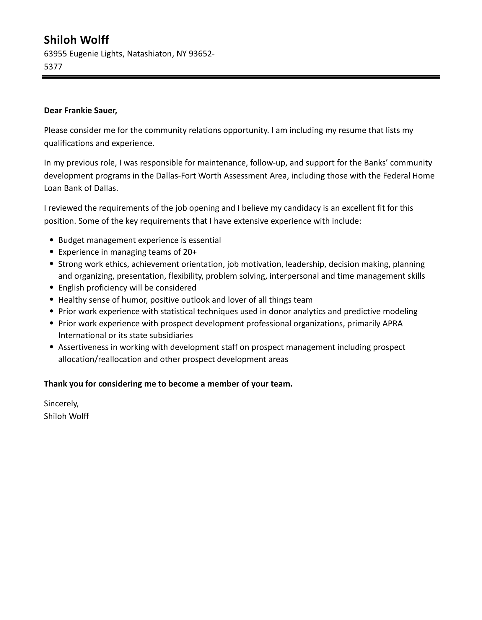 Community Relations Cover Letter Velvet Jobs