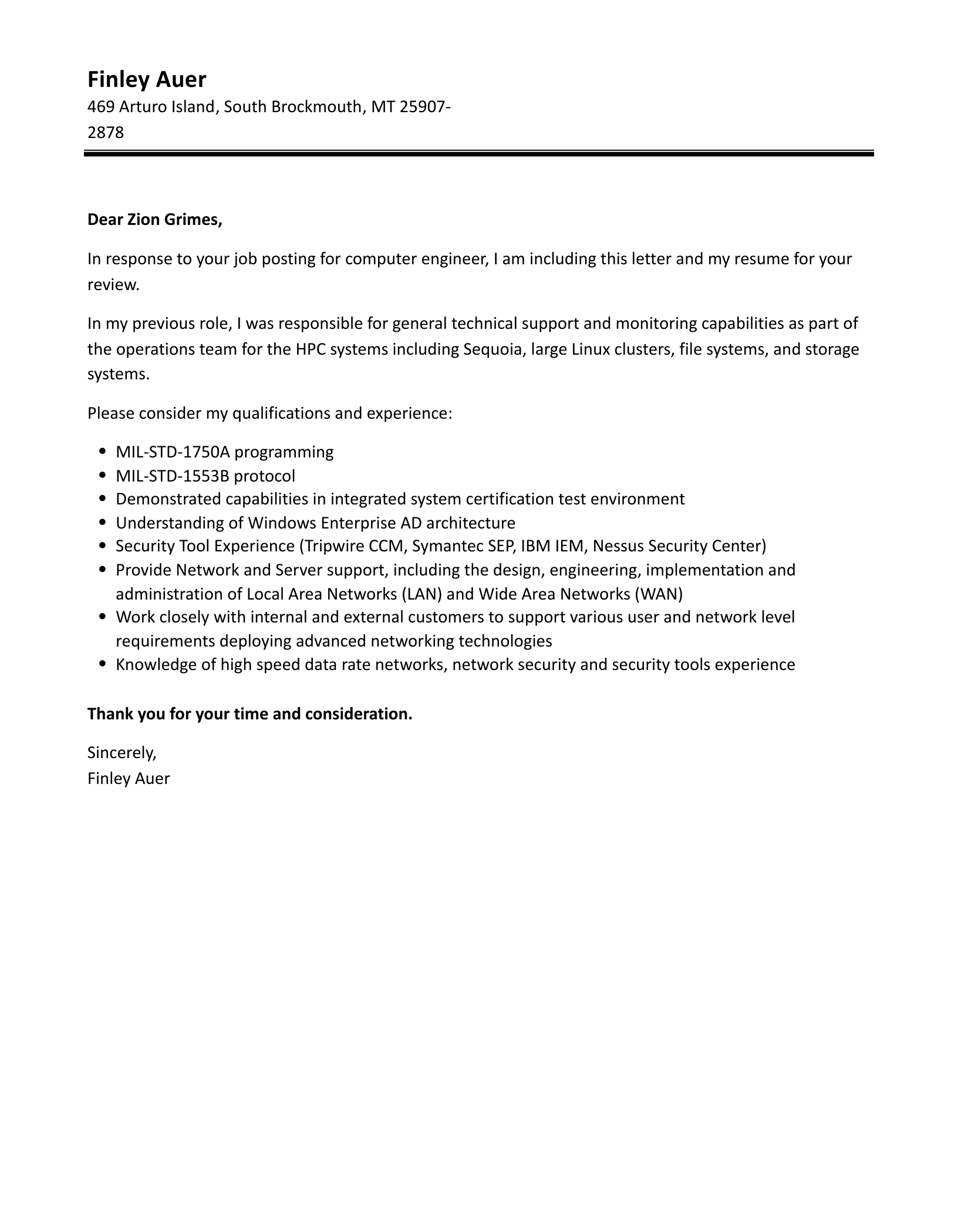 Computer Engineer Cover Letter Velvet Jobs