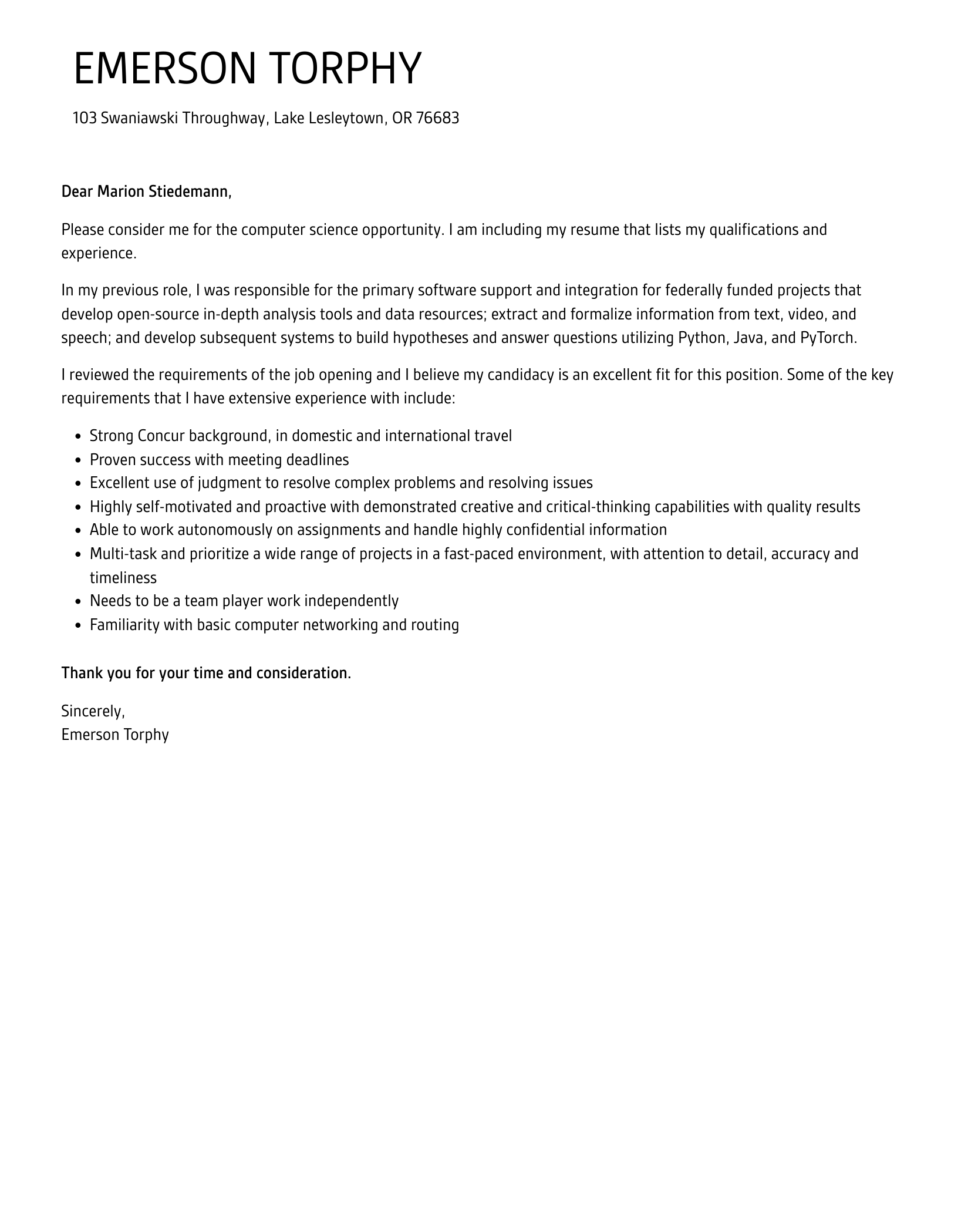 Computer Science Cover Letter Examples Ready To Use T Vrogue co
