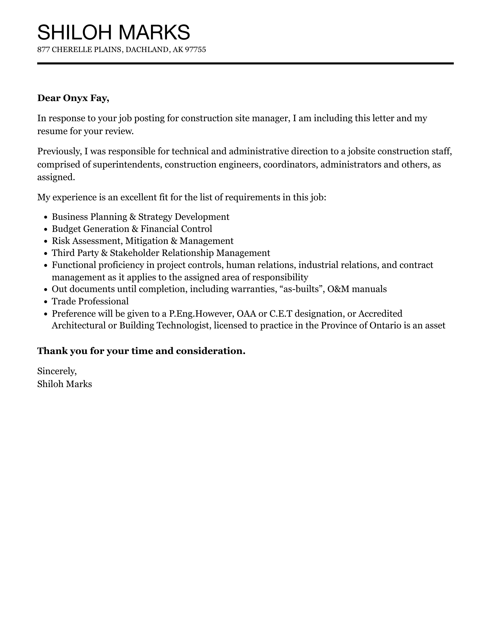 Construction Site Manager Cover Letter Velvet Jobs