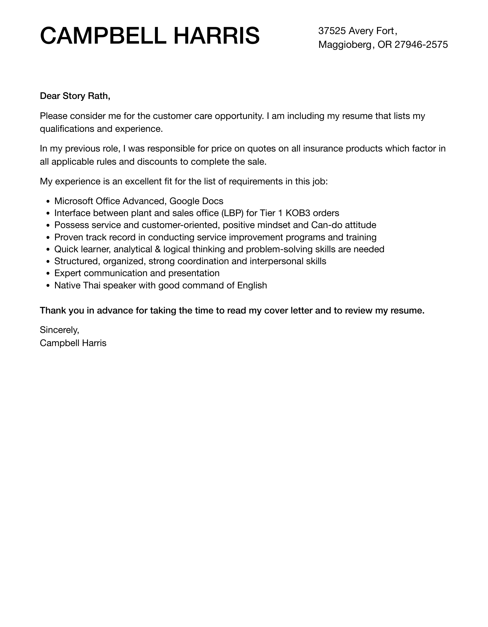 Customer Care Cover Letter Velvet Jobs