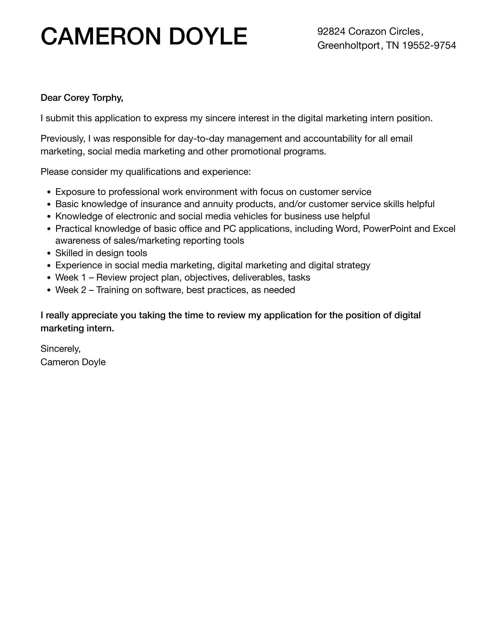 Digital Marketing Intern Cover Letter Velvet Jobs