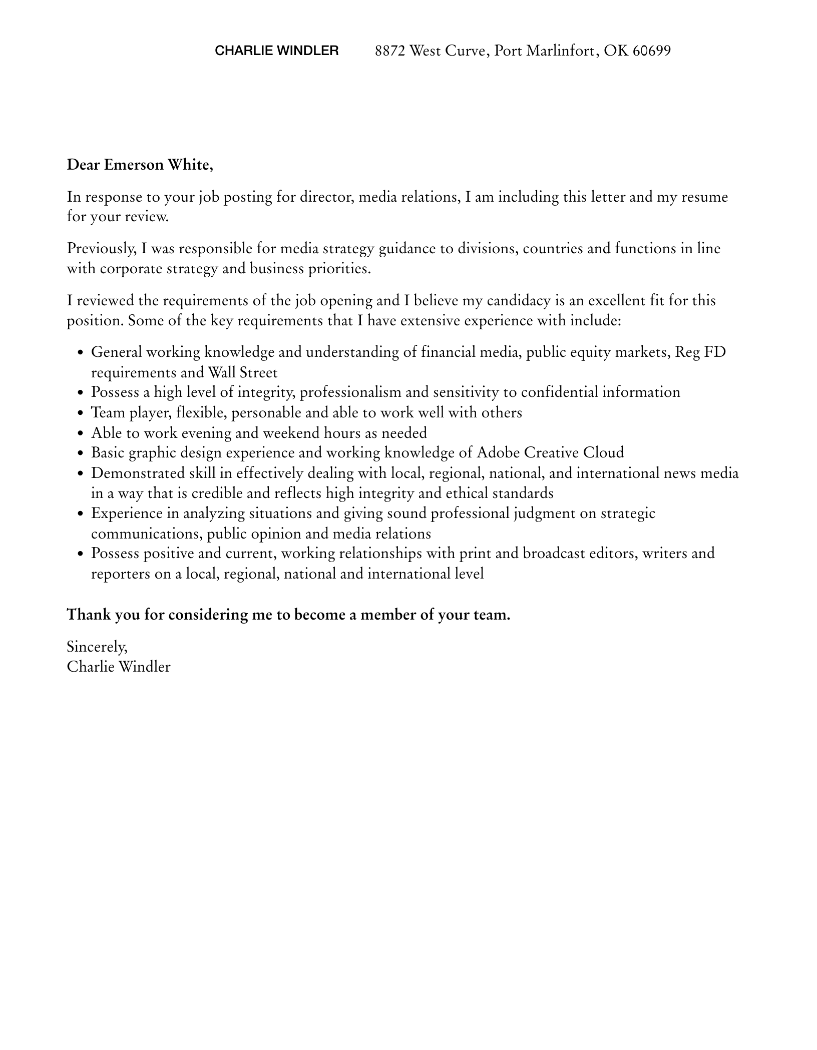 Director Media Relations Cover Letter Velvet Jobs