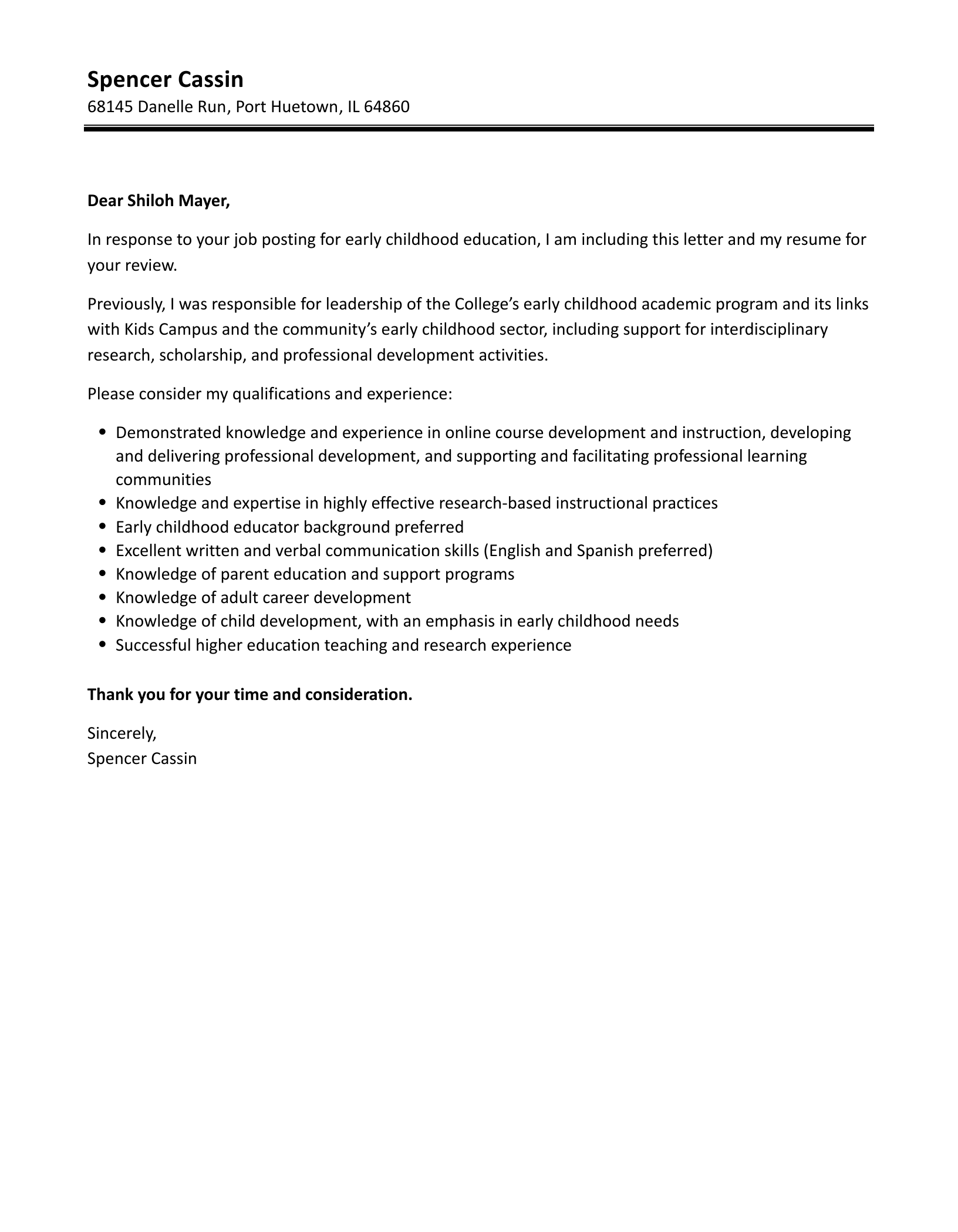 Cover Letter For Early Childhood Education Position AaronIsakson Blog