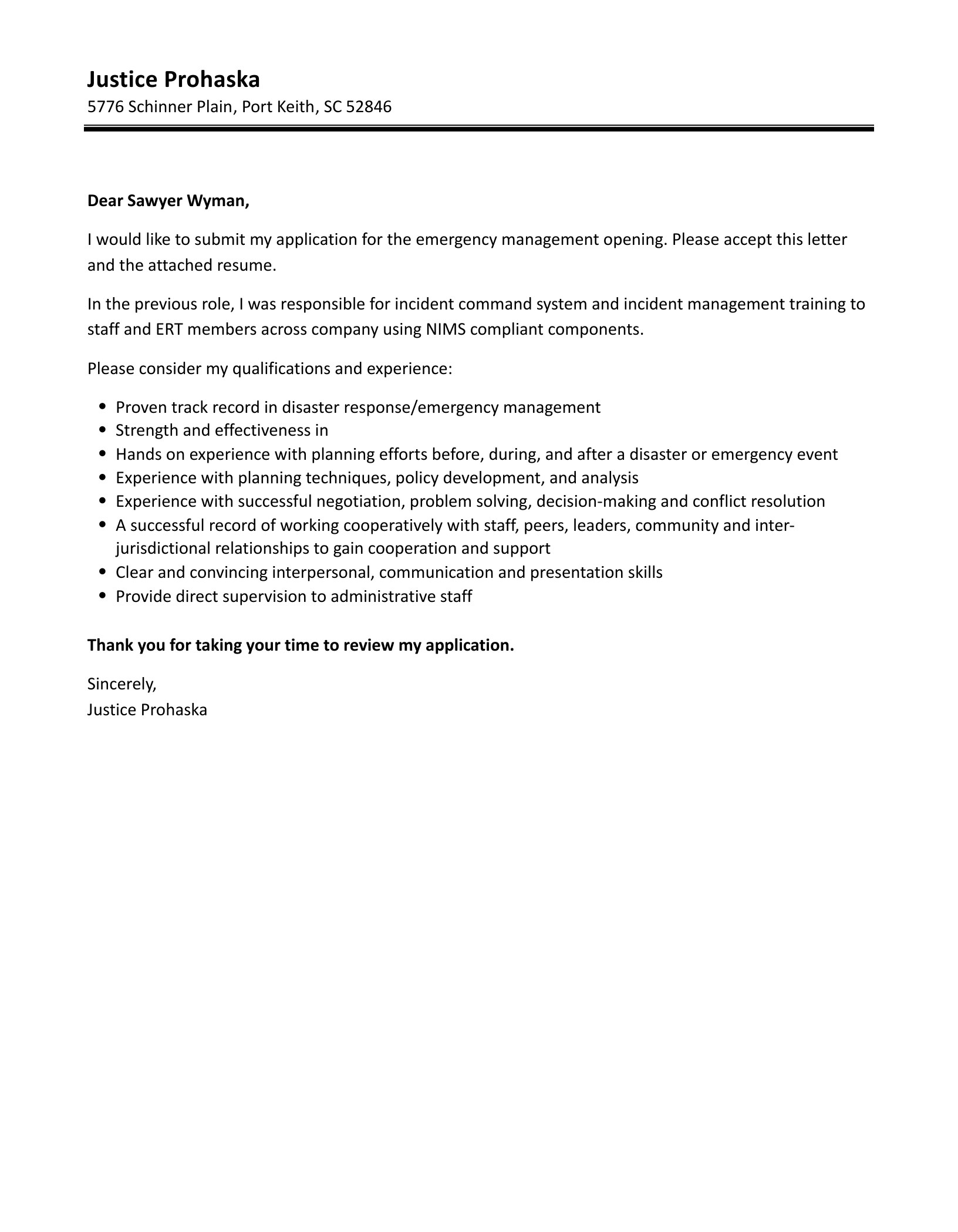 Emergency Management Cover Letter Velvet Jobs